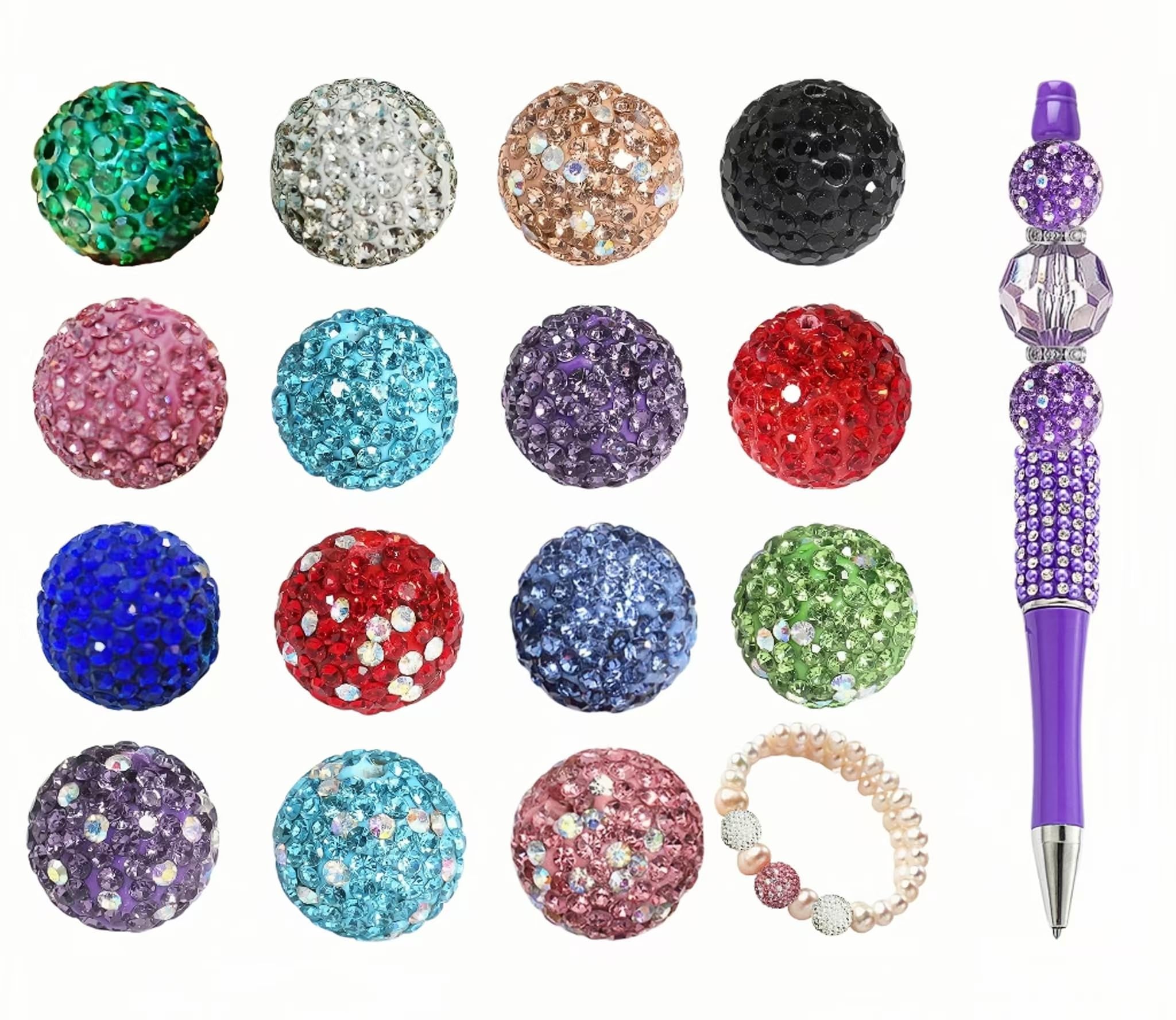 Amazon.com: Beads for Pens 16mm Rhinestone Beaded Pens Beads Bling ...