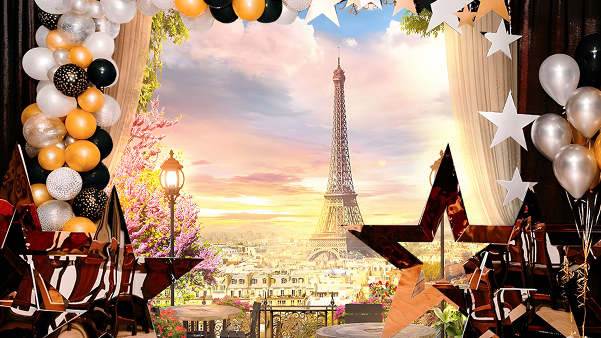 Paris Theme Banners Paris Party Decorations Set, Paris Happy Birthday