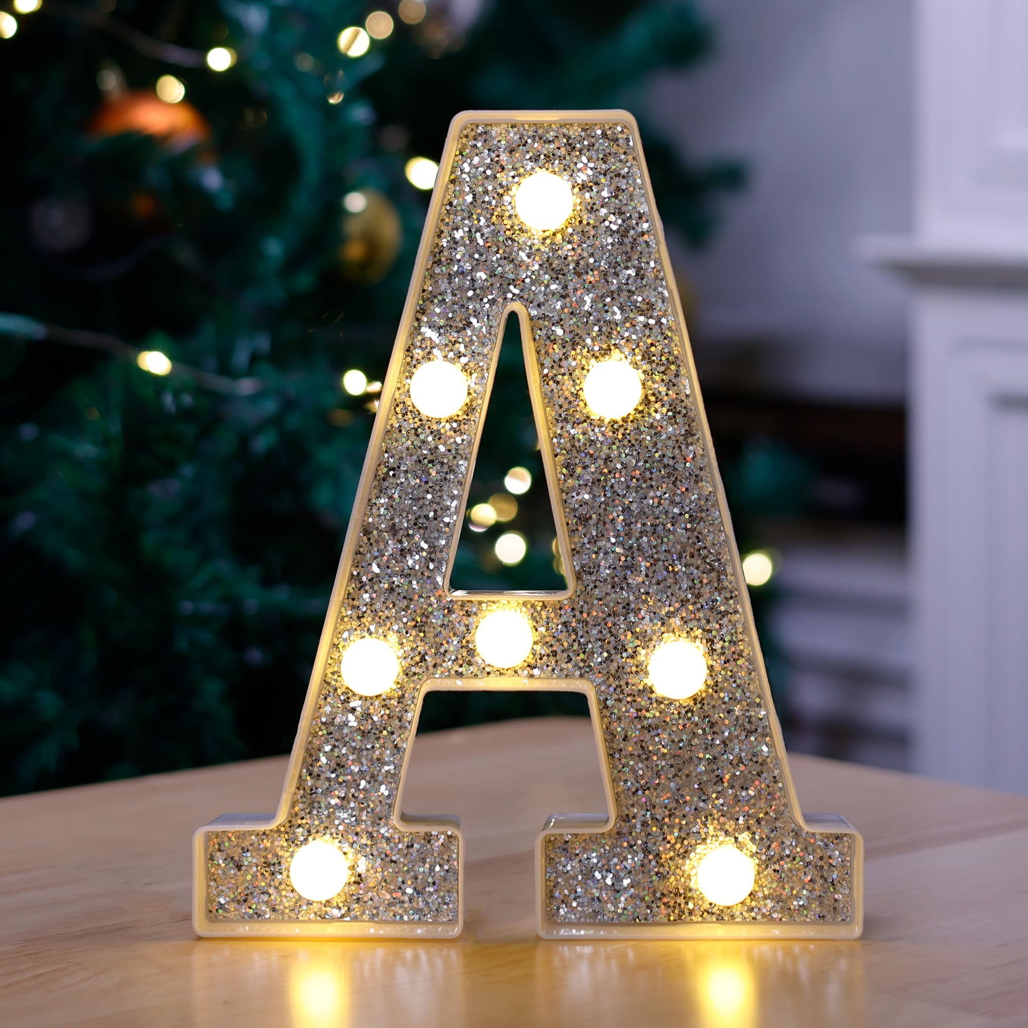 Amazon.com: TEHIBIEN Marquee Light Up Letters, Glitter Silver LED ...