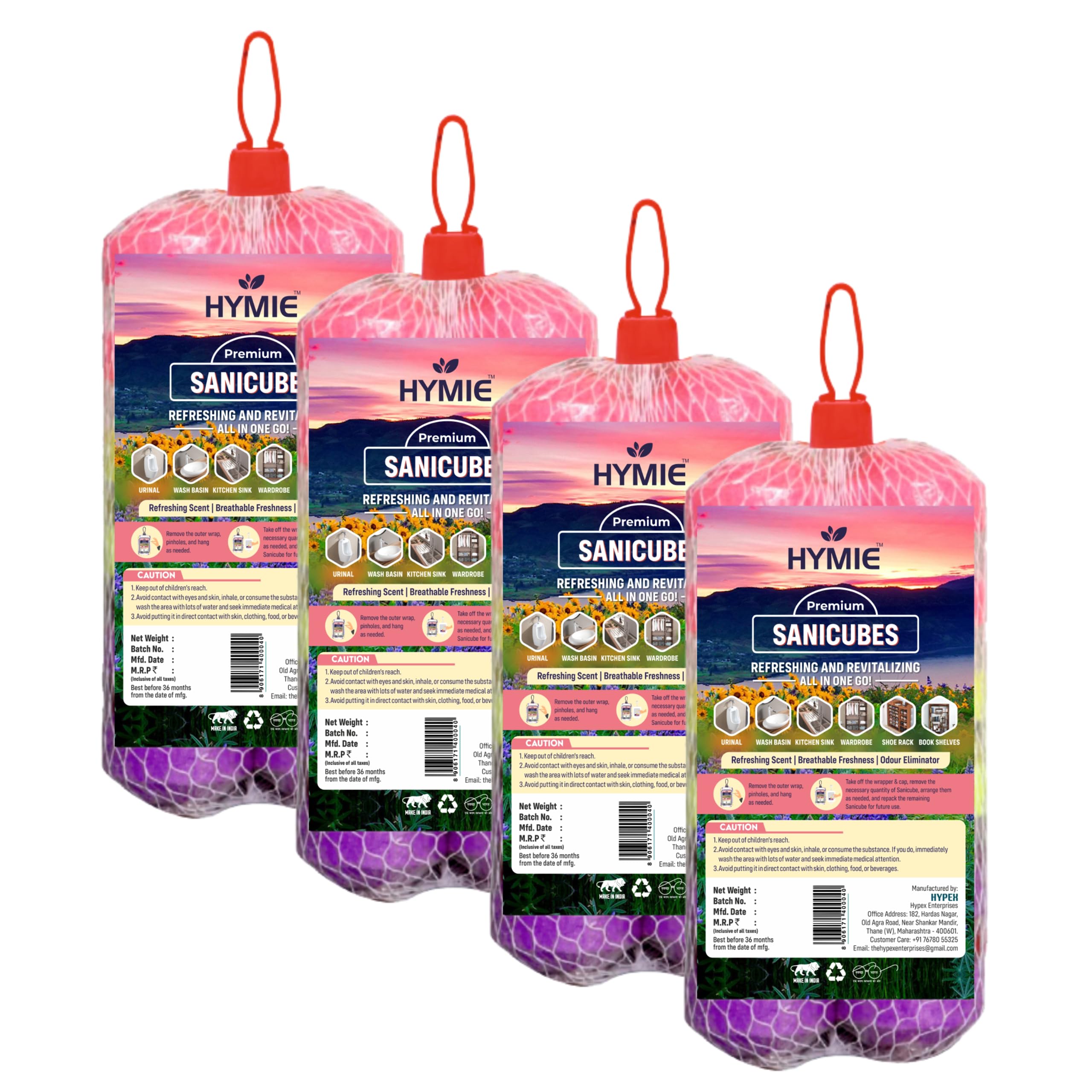 Hymie Set of 4 Assorted Sanicubes, Cloth & Bathroom Blocks, Pantry ...