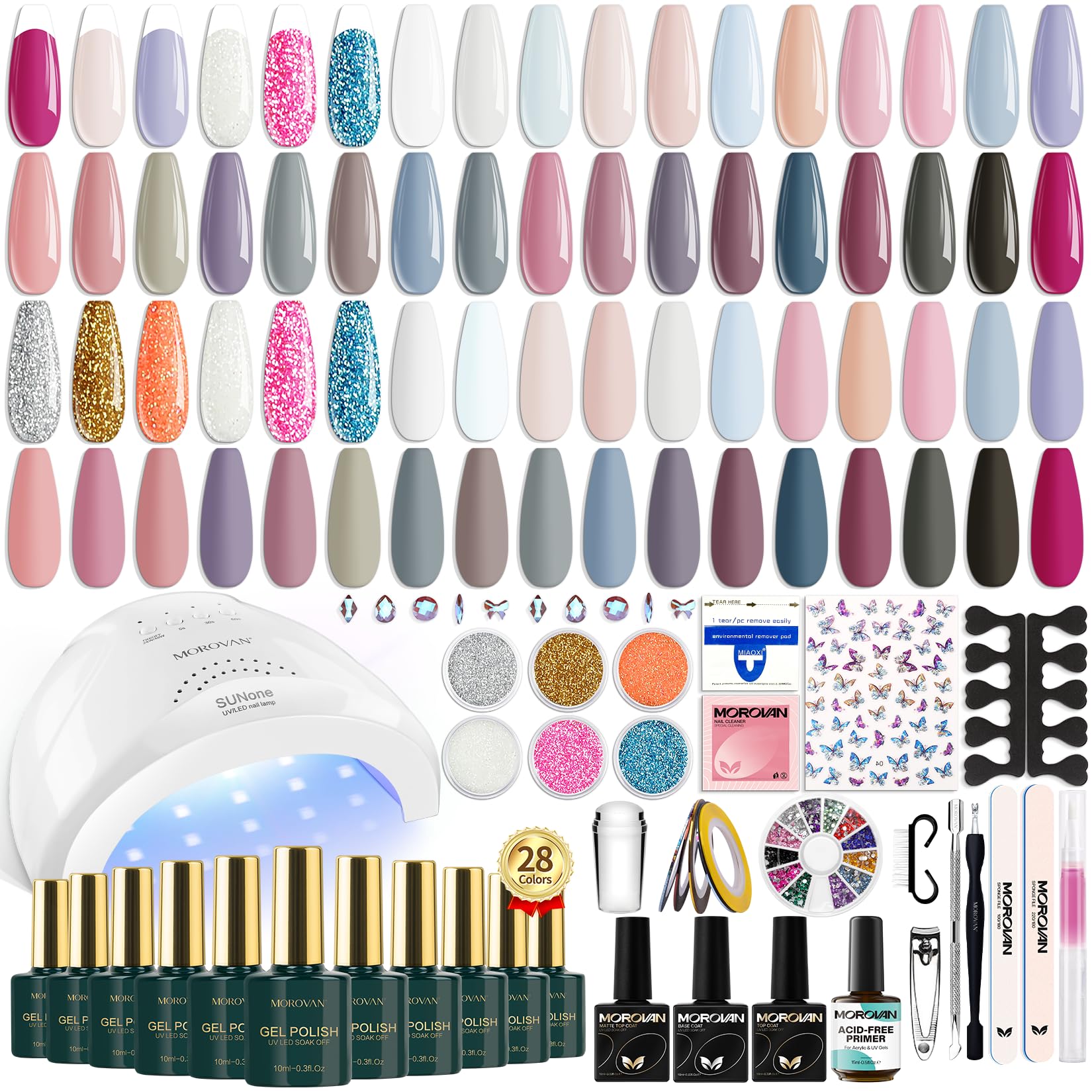Amazon.com : Morovan Gel Nail Polish Kit: 28 Colors Gel Nail Polish Set ...