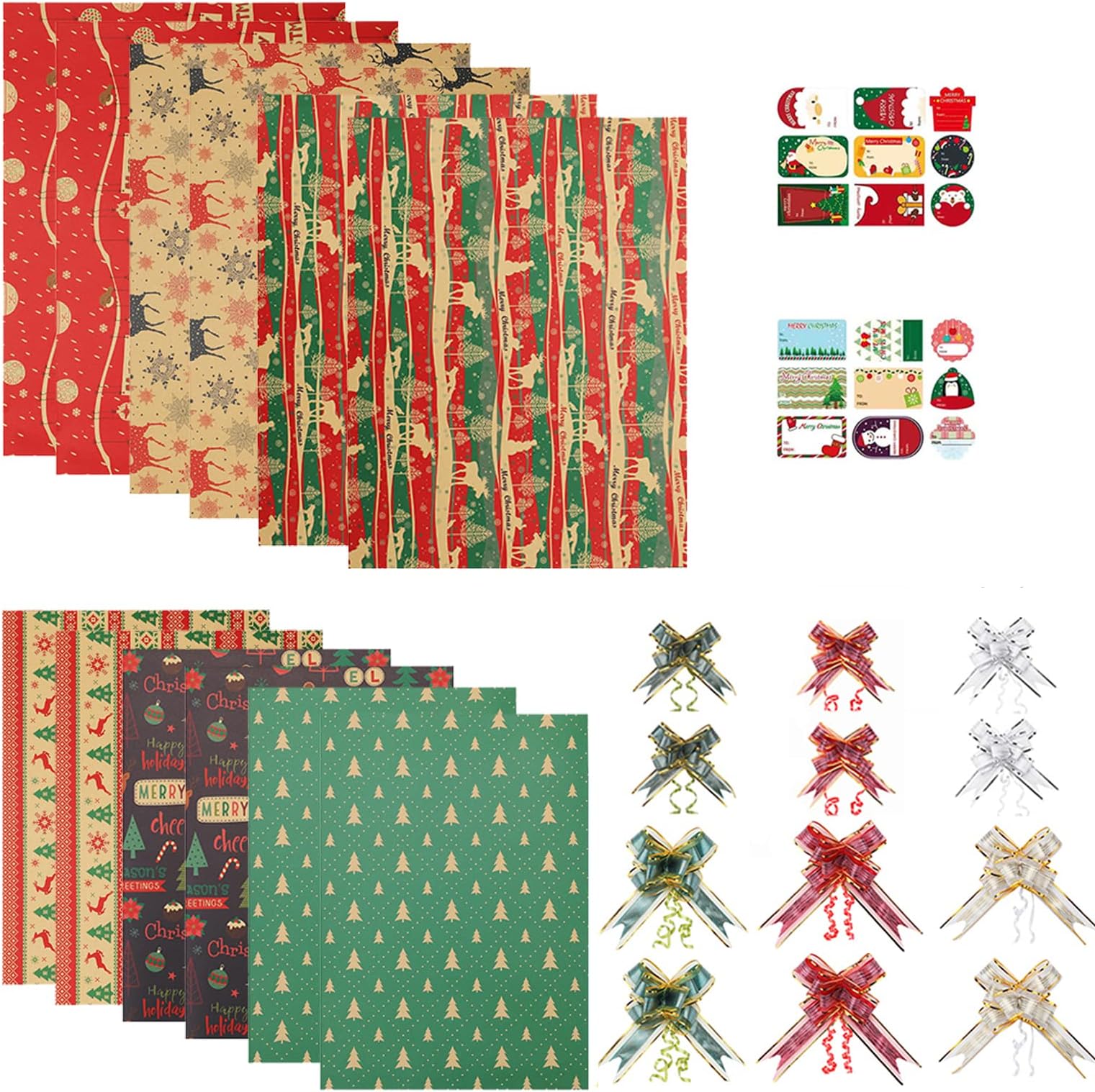 Amazon.com: DIYCICO 12 Sheets Christmas Wrapping Paper Holiday Woodland ...