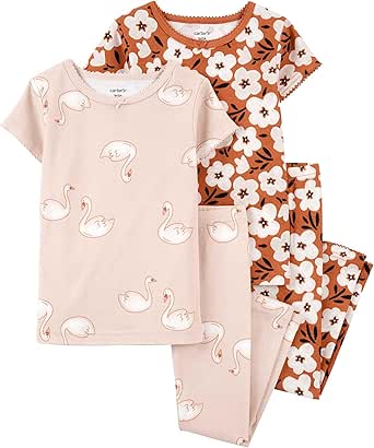 Amazon.com: Carter's Toddler Girls 4pc Cotton Snug Pajamas PJs Set ...