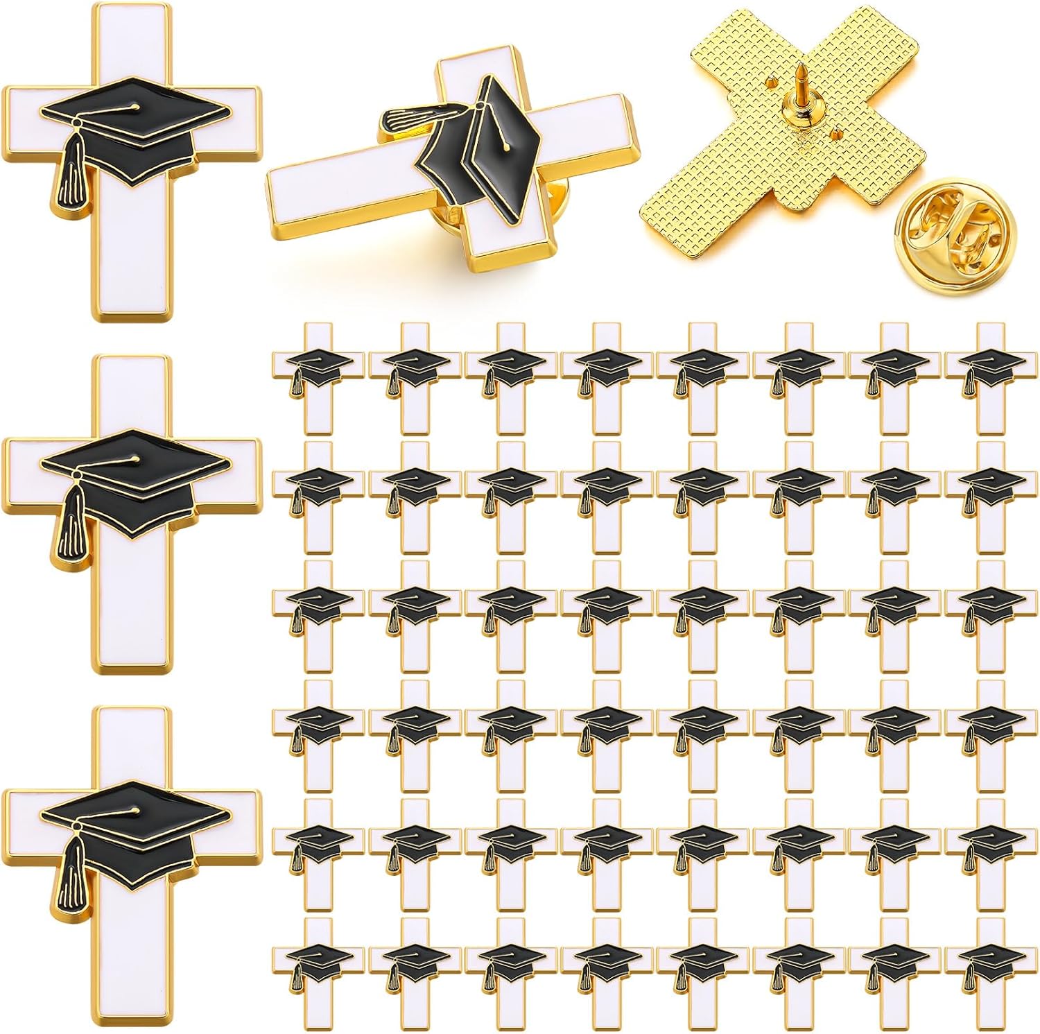 Amazon.com: Quelay 50 Pcs Graduation Cross Lapel Pin Gift Bulk ...