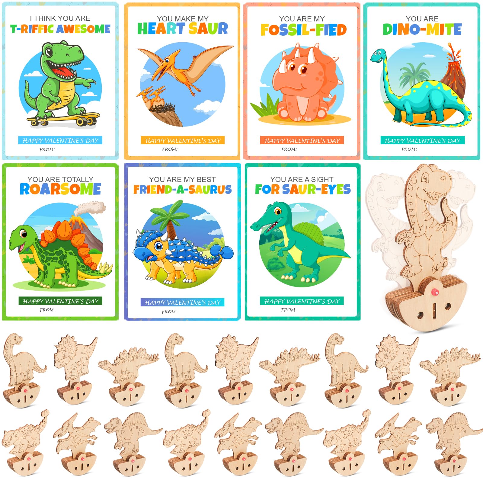 Snapklik.com : Valentines Day Gifts For Kids, 21 Packs Dinosaur Party ...