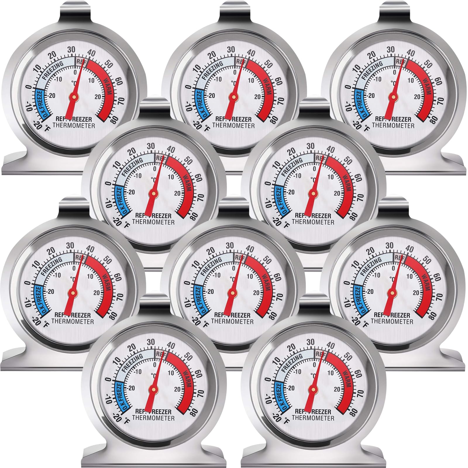 10 Pack Refrigerator Freezer Large Dial Thermometer Classic Series ...