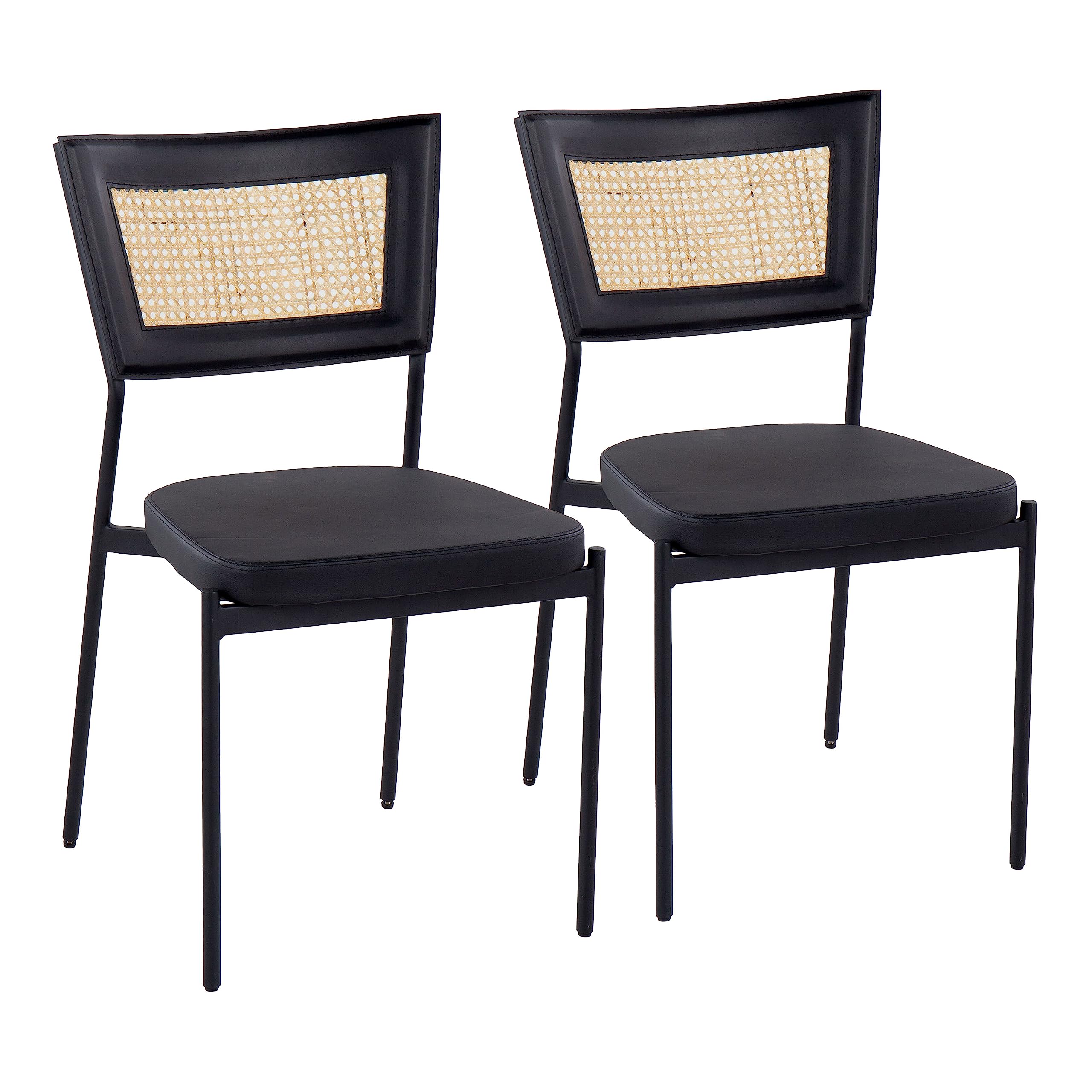 Grandview Gallery Rattan Tania Black Dining Chair, Upholstered Dining ...