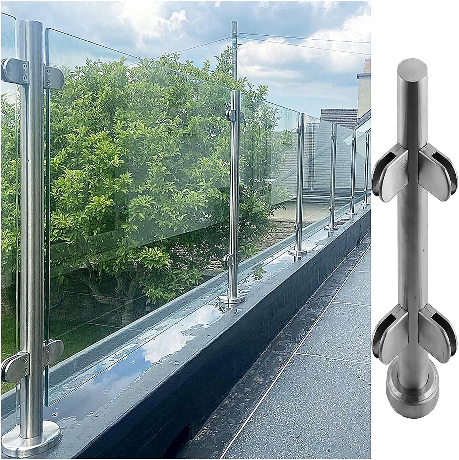 Amazon.com: Heavy Duty Glass Railing Post - Fence Panel Clamps,65/75/85 ...