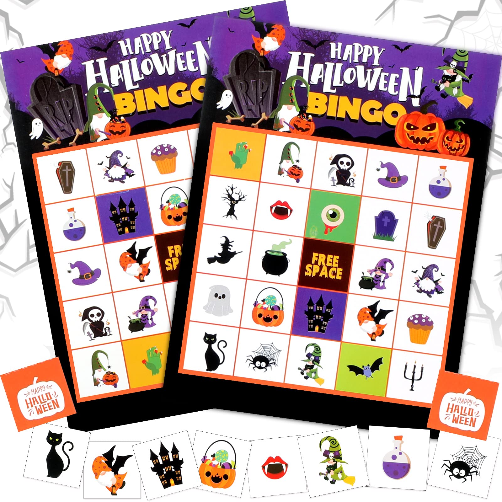 Buy 38 Pieces Halloween Game Bingo Cards for Kids Halloween Bingo Game ...