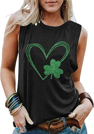 St. Patrick's Day Shirt for Women Irish Tank Top Shamrock Graphic Shirt ...