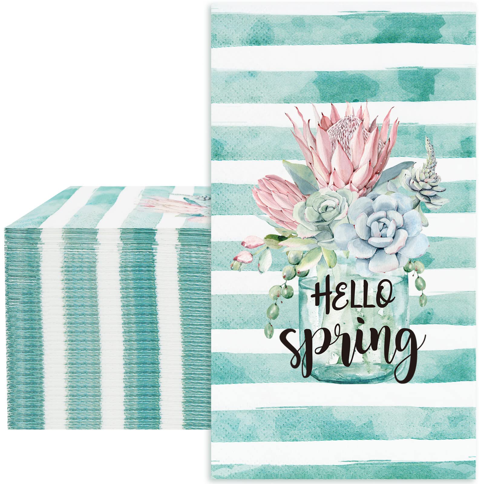 Amazon.com: Whaline 100Pcs Floral Paper Napkins Spring Watercolor Guest ...