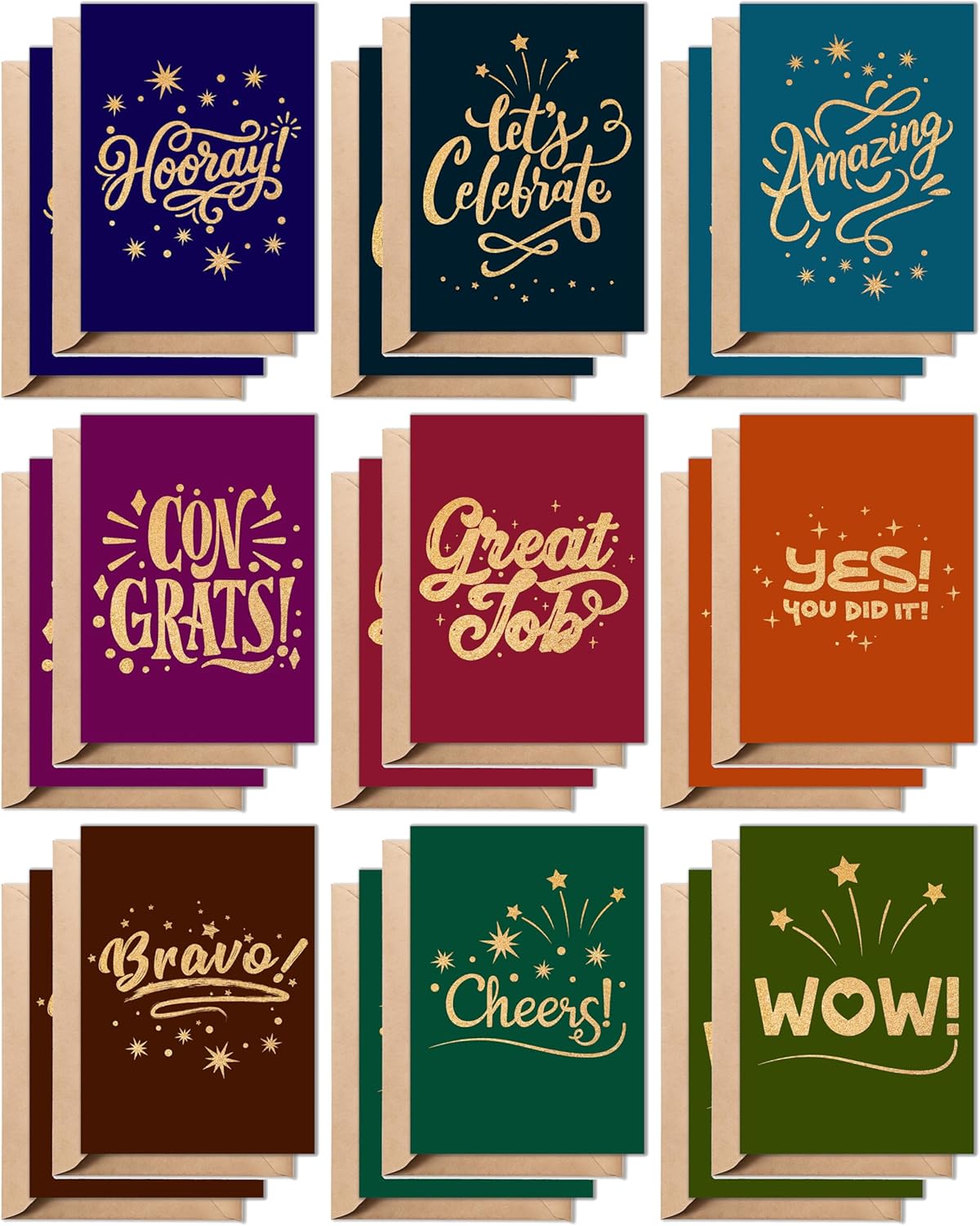Amazon.com: Congratulation Cards – 18 Pack Blank Inside, 9 Unique ...