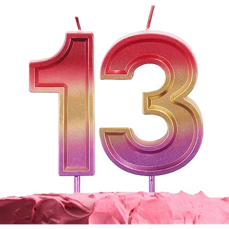 Amazon.com: Green 13th Birthday Candle, Number 13 Years Old Candles ...