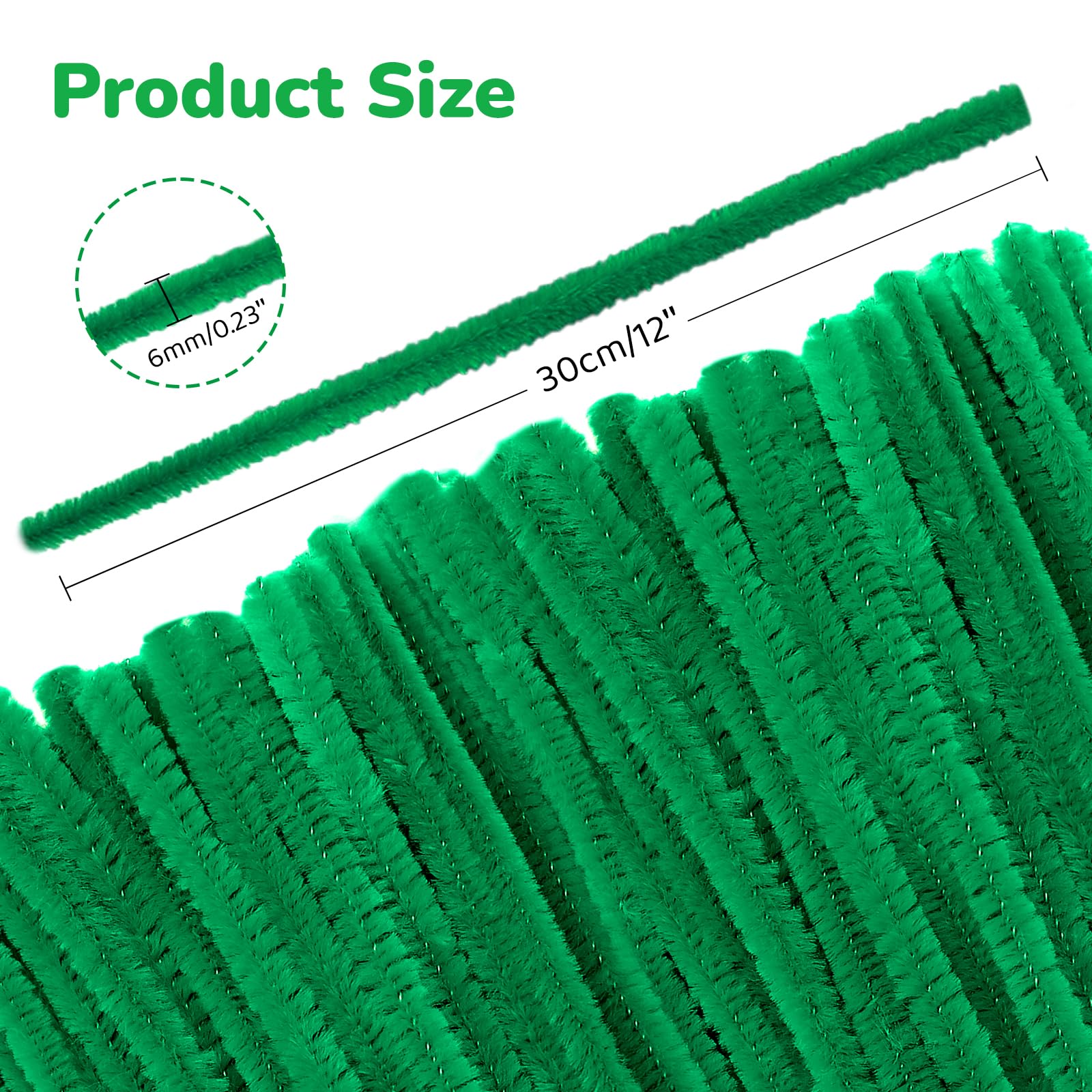 KINGLAKE Dark Green Pipe Cleaners for Craft, 100pcs Chenille Long ...