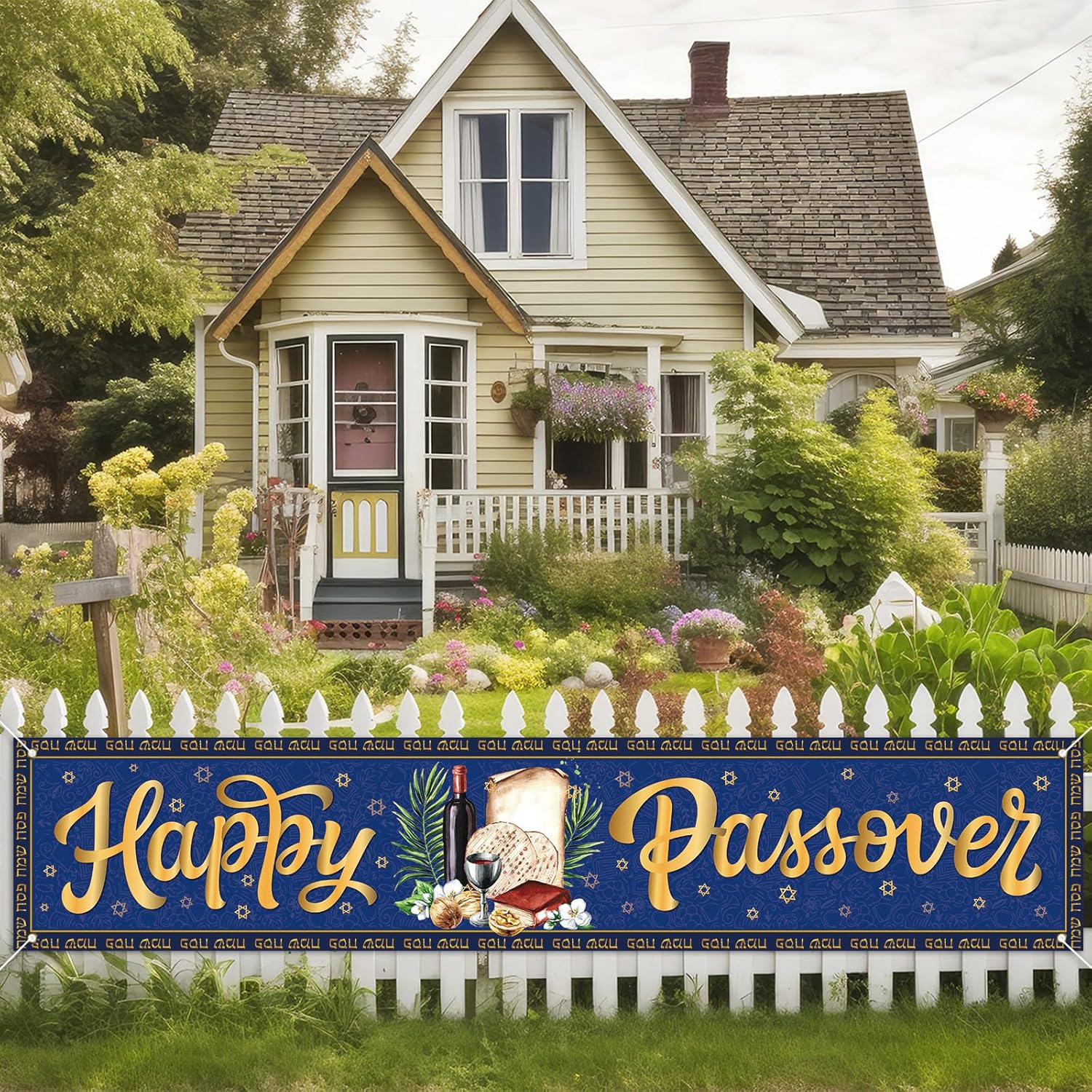 Amazon.com: Passover Decorations Outdoor Happy Passover Fance Banner ...