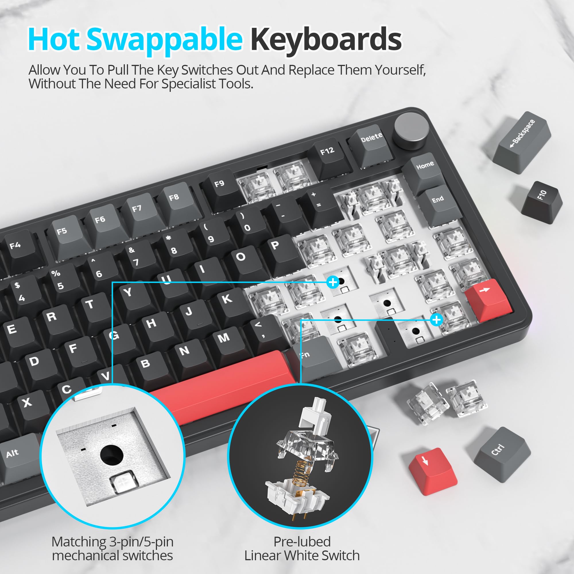 Snapklik.com : M75 Wireless Creamy 75% Mechanical Gaming Keyboard, Hot ...