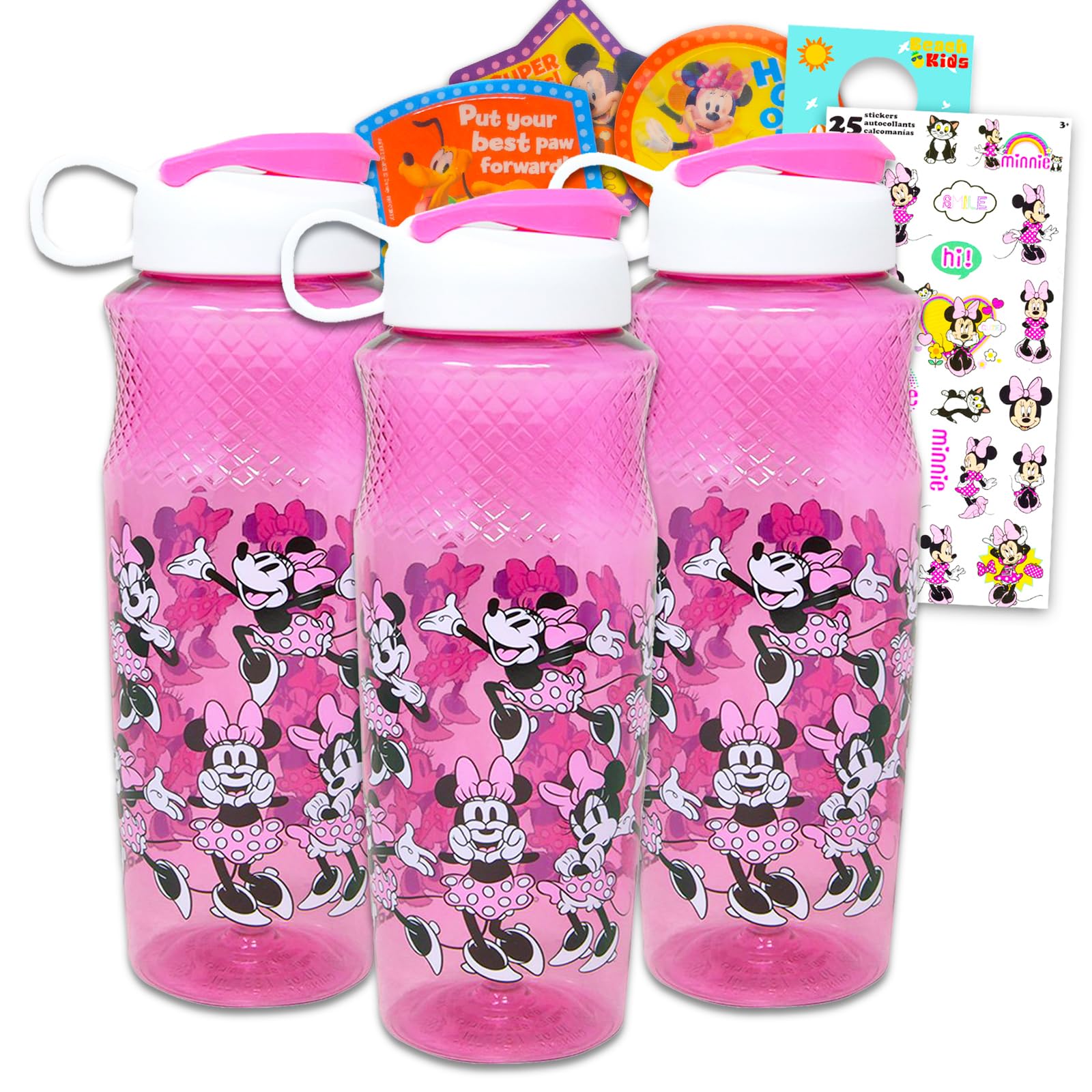 Amazon.com: Minnie Mouse Water Bottle Set for Kids – Bundle with 3 ...