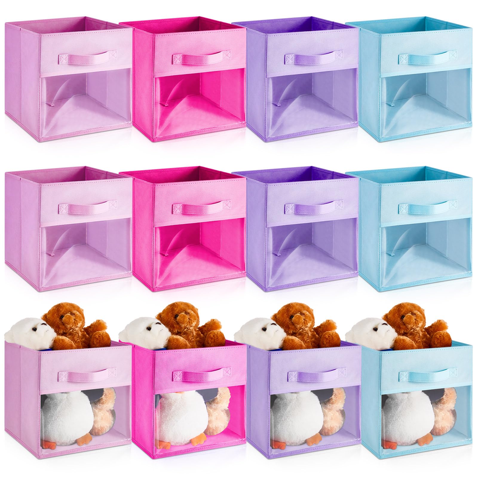 Amazon.com - Marsui 12 Pcs Clear Storage Bins Collapsible Cube Storage ...