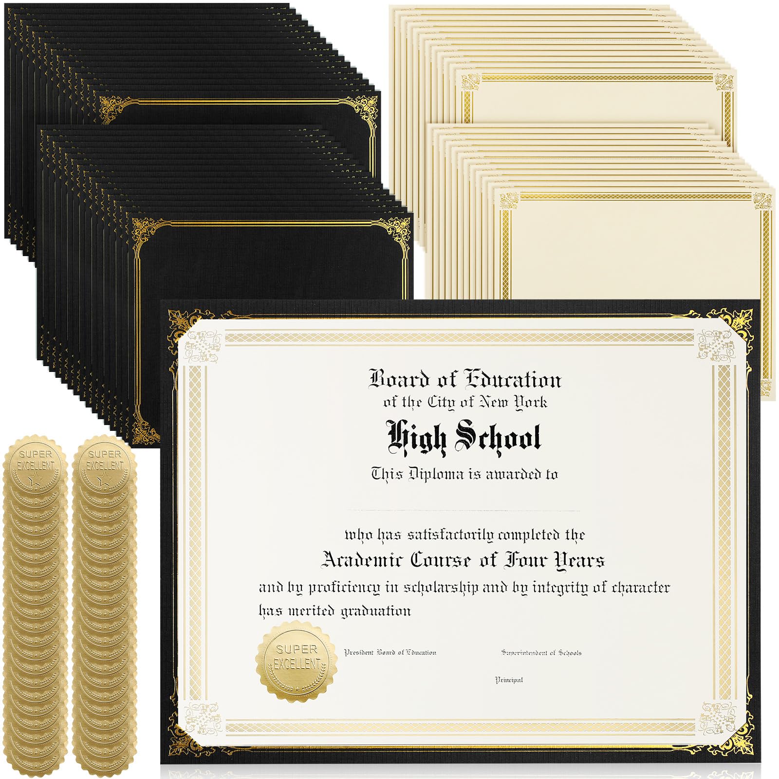 Snapklik.com : Kosiz 150 Pcs Certificate Kit Includes 50 Gold Foil ...
