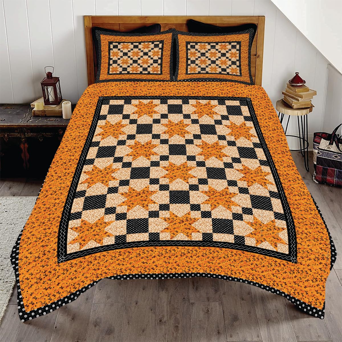 Amazon.com: Jeminise Autumn Fall Pattern Quilt Set, Autumn Halloween ...