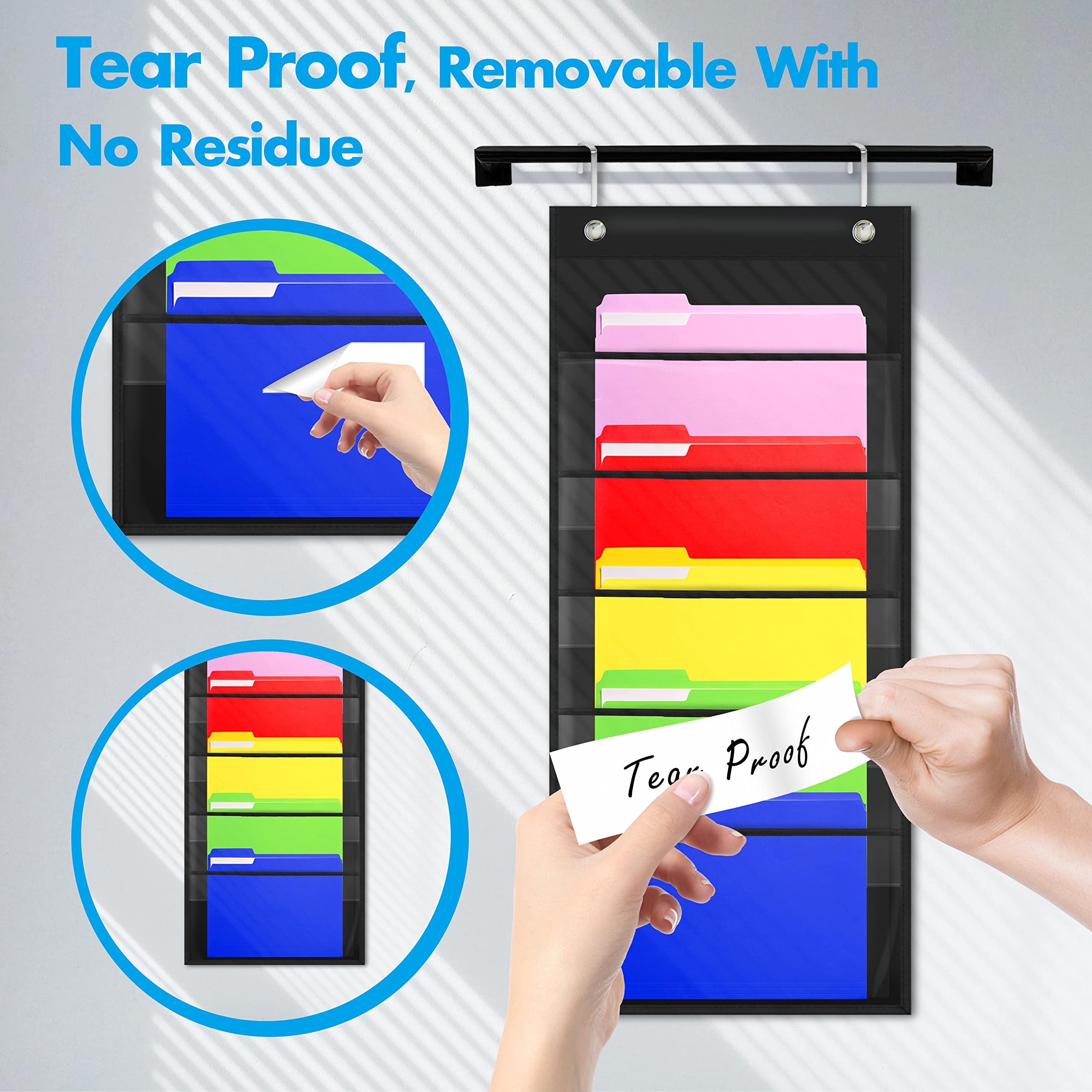 Black Hanging Folders KLZO Black Pocket Chart For Classroom - 10 Pocket ...