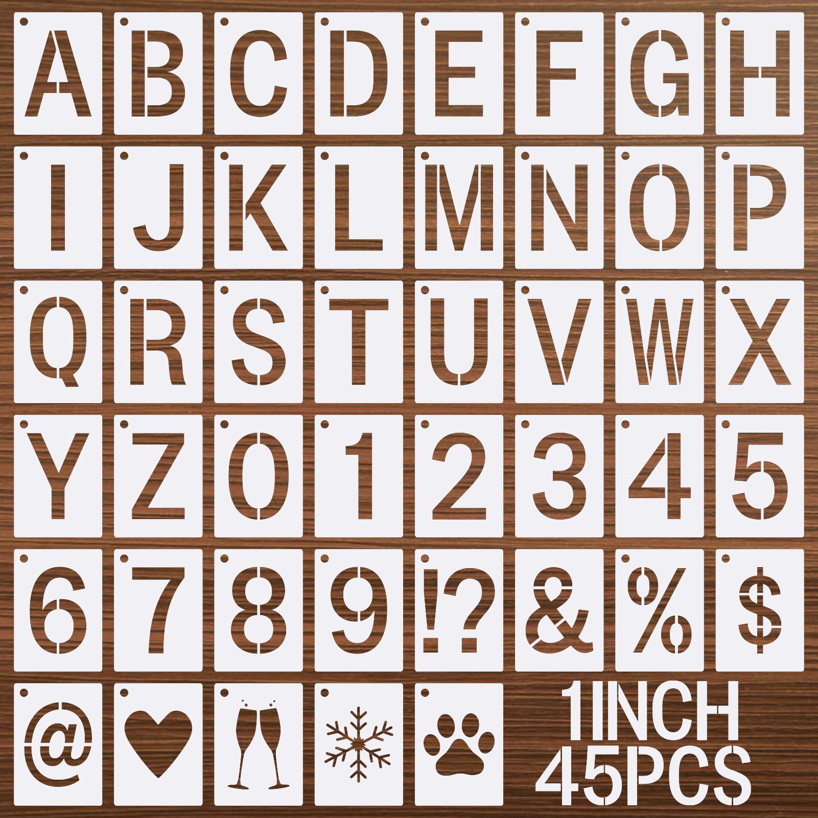 Snapklik.com : 1 Inch Letter Stencils And Numbers, 45 Pcs Plastic ...