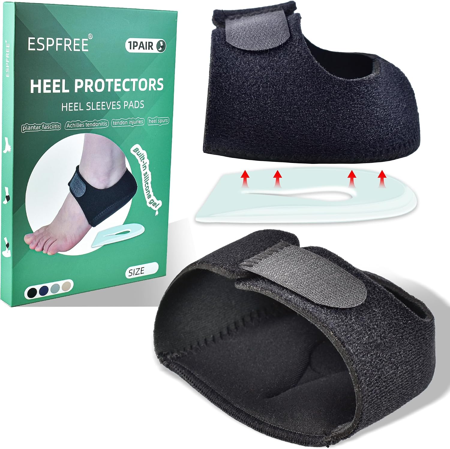 Amazon.com: Plantar Fasciitis Gel Heel Protectors Pain Relief Heel Cups ...