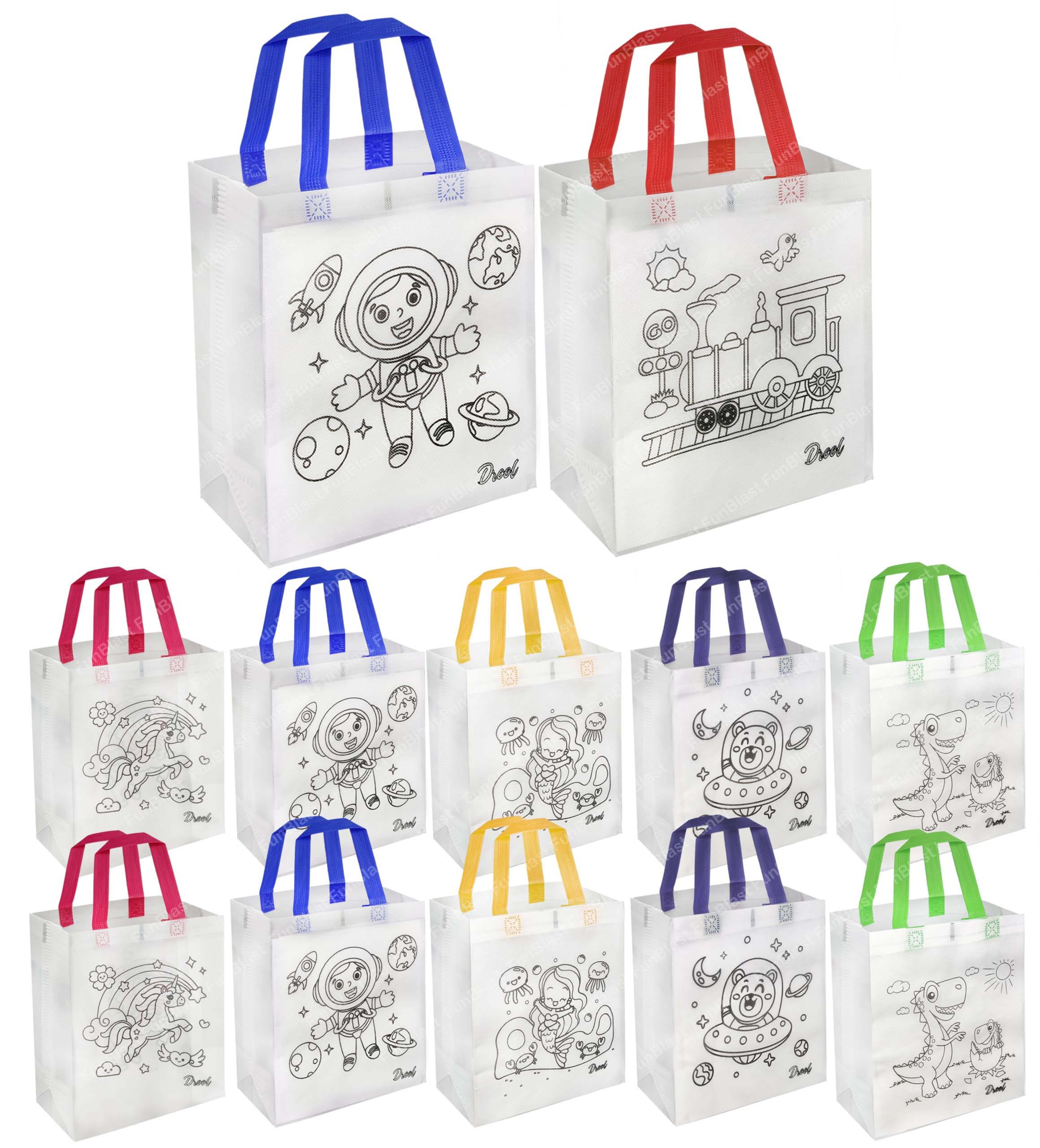 FunBlast Reusable Hand Carry Bag - DIY Canvas Colouring Bags, Kids ...