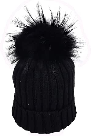Heavy Cable Knit Hand Knitted Pull Over Winter Hat (Black) at Amazon ...