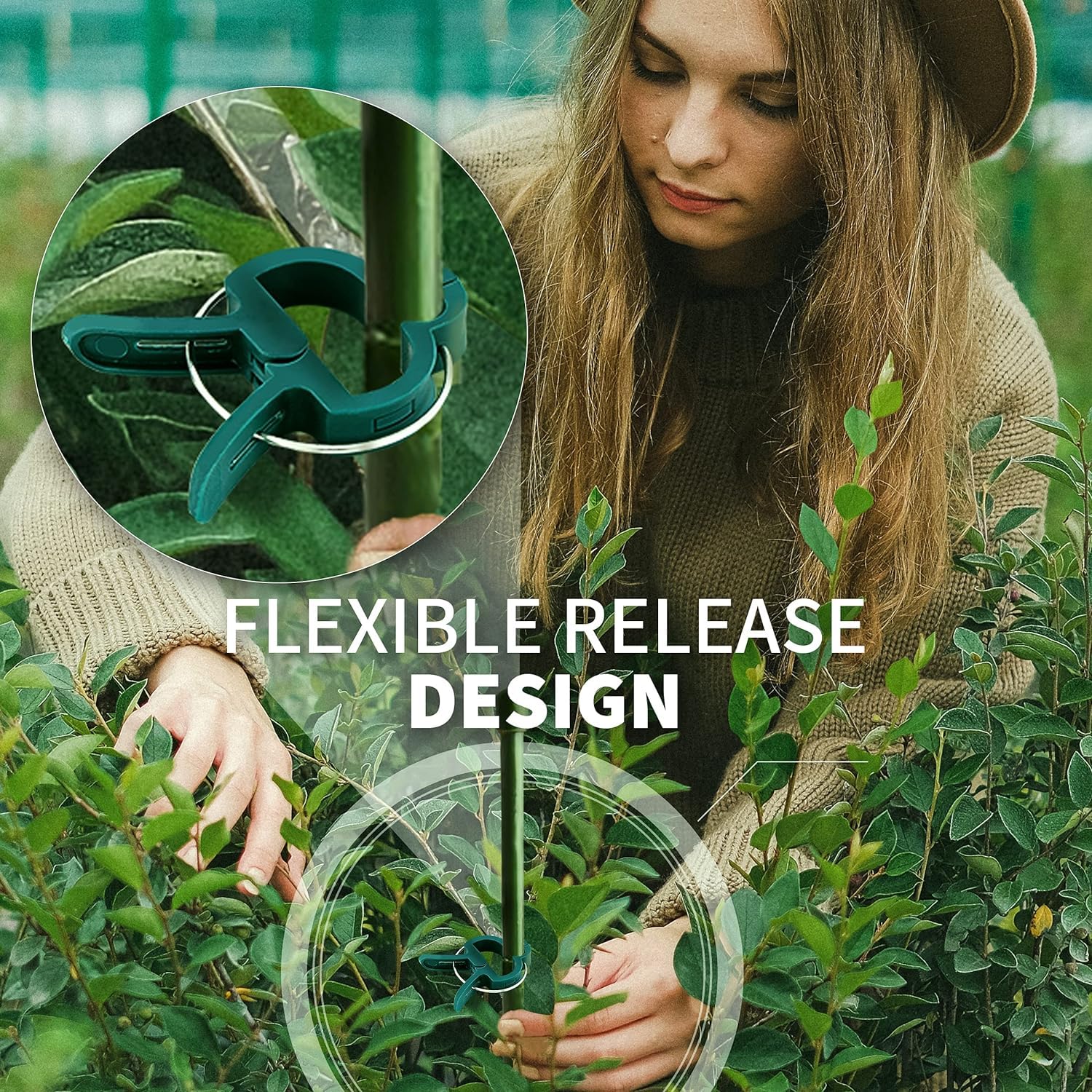 Snapklik.com : 60 Pcs Plant Support Clips, 2 Sizes Reusable Green Plant ...