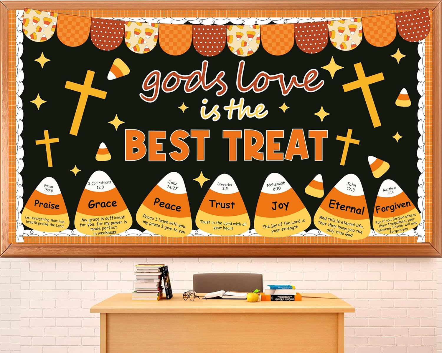 Amazon.com: Halloween Candy Corn Bulletin Board Decorations Fall ...