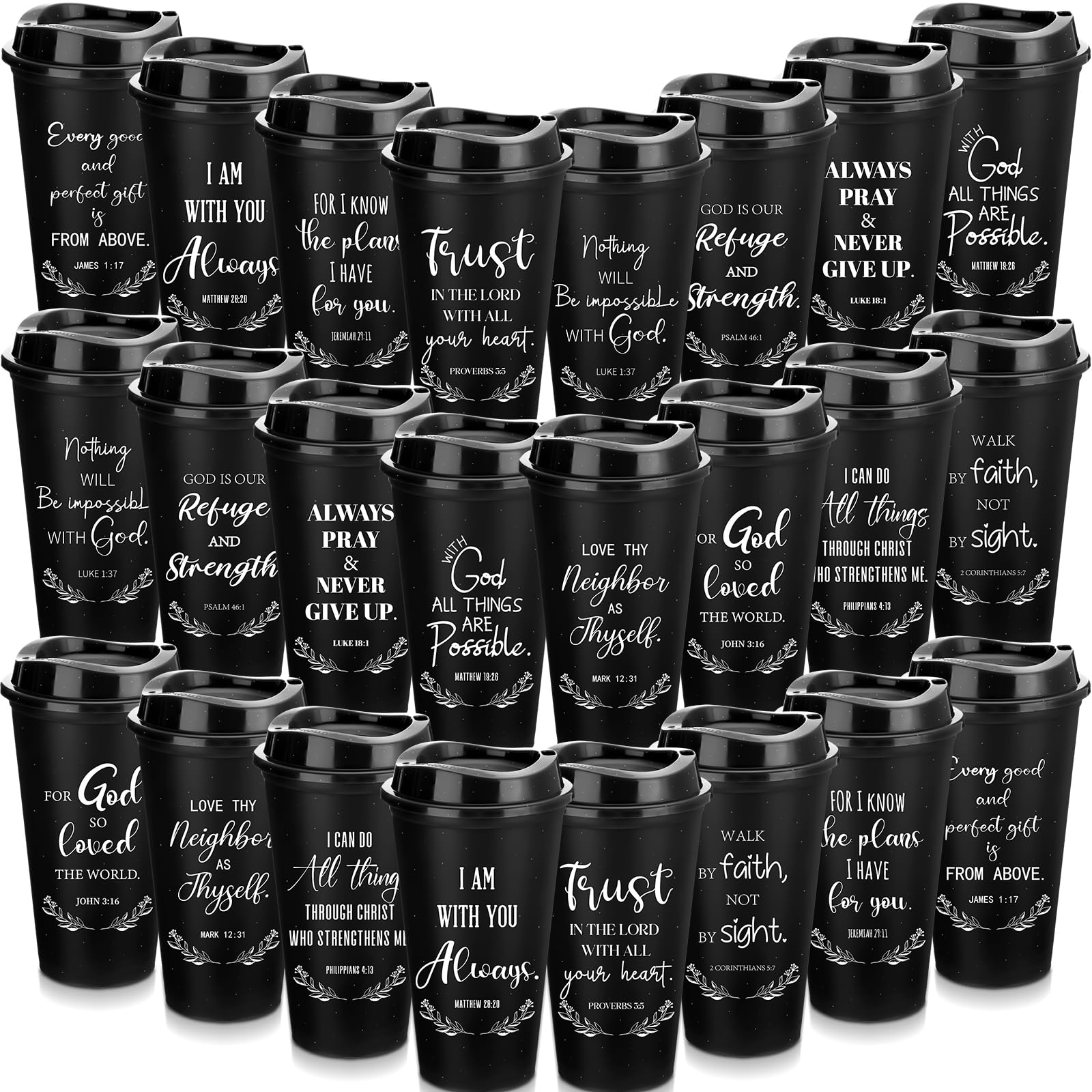Amazon.com | Skylety 24 Pack Reusable Christian Coffee Cups 16 Oz ...