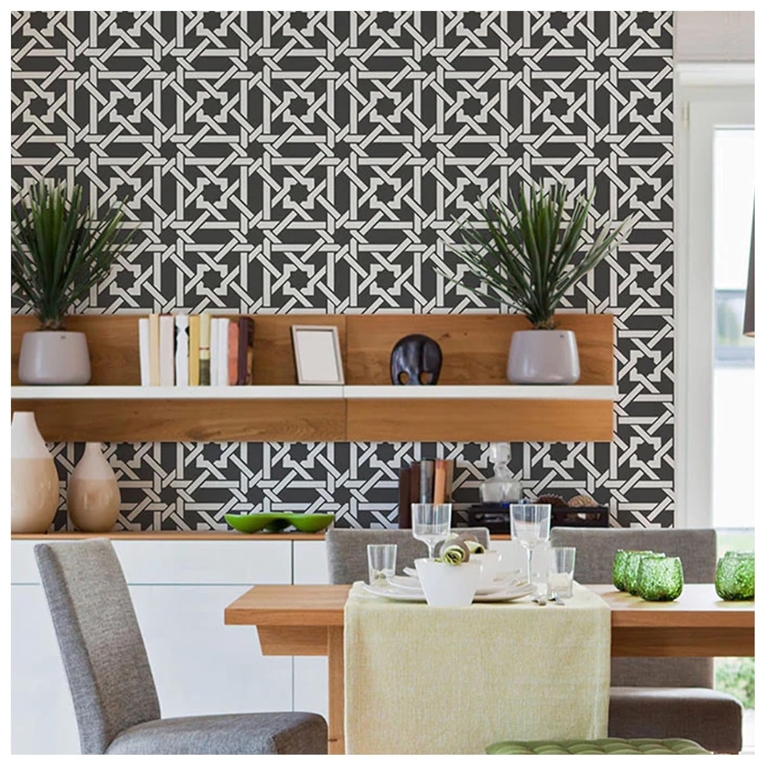 Kayra Decor Latest Interlock Geometric Allover Paint Wall Stencil -Pack ...