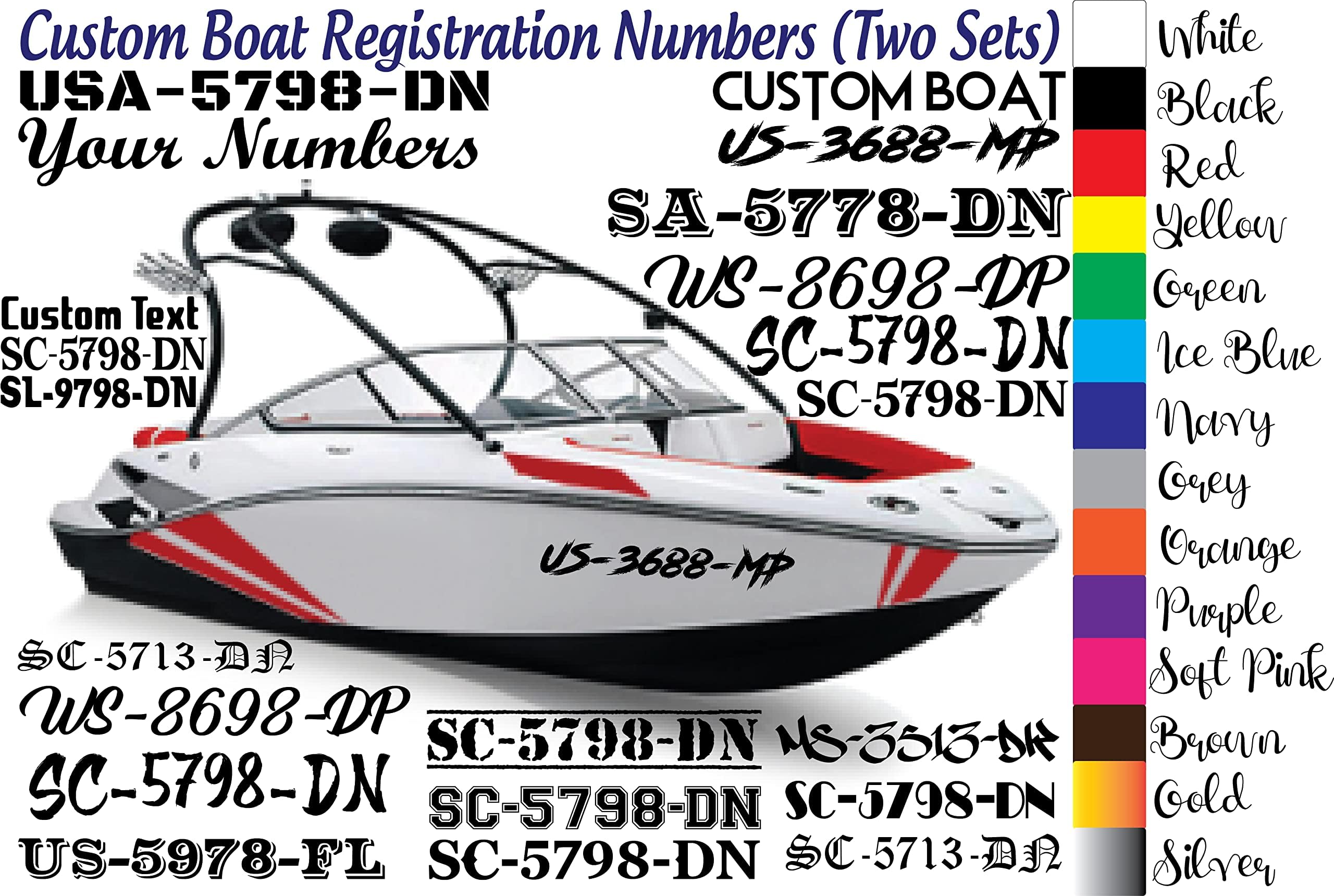 Amazon.com - Boat Registration Numbers - 2 Pack - Custom State ...