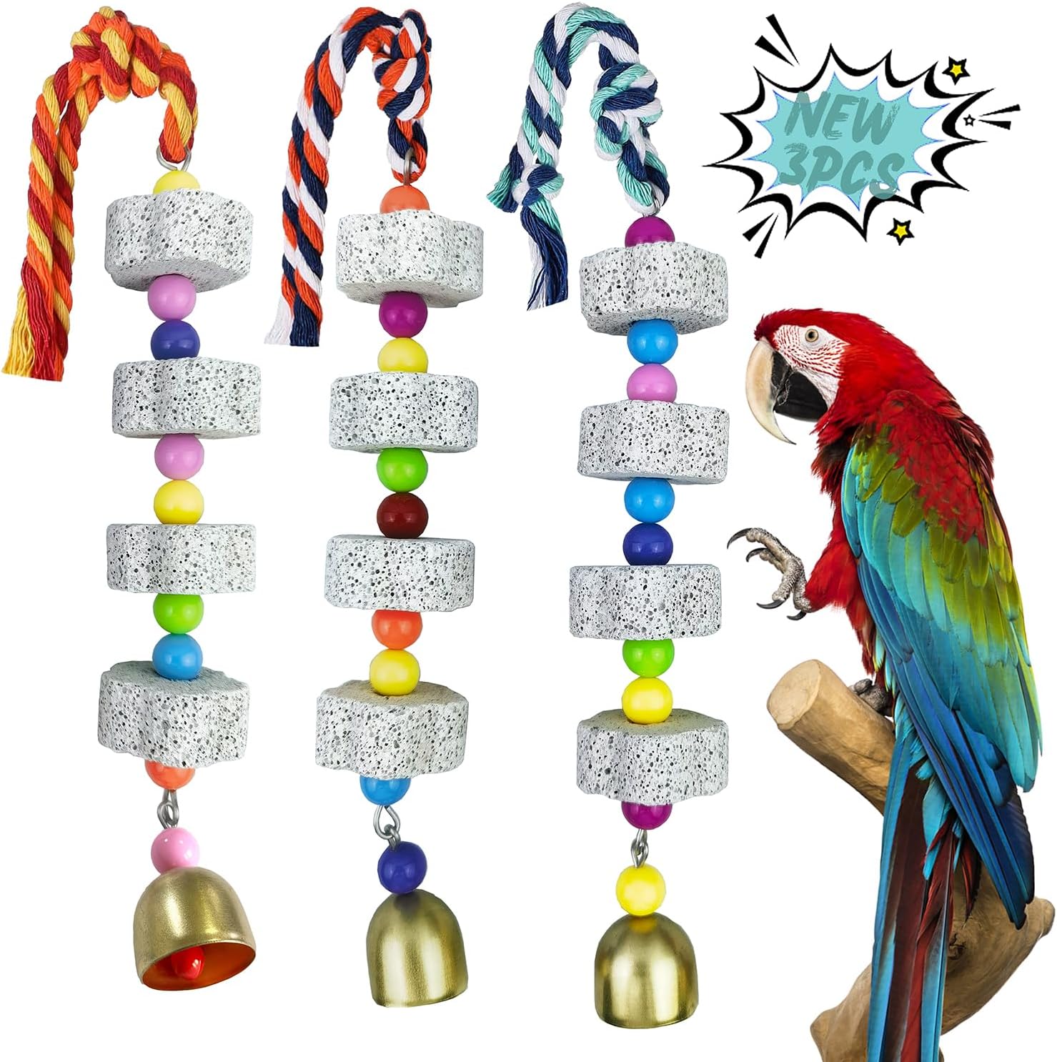 Amazon.com : Large Bird Chewing Toy, Colorful Parrot Beak Grinding ...
