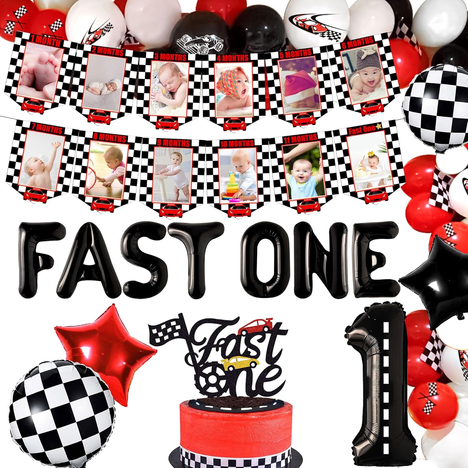 Amazon.com: JeVenis Fast One Birthday Party Decoration Fast One Cake ...