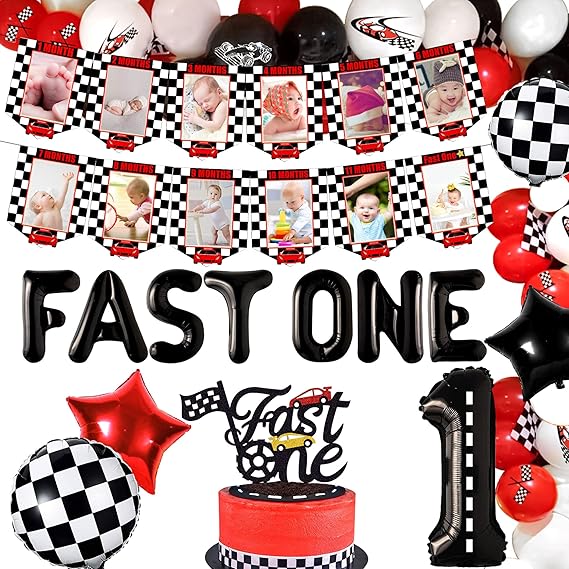 Amazon.com: JeVenis Fast One Birthday Party Decoration Fast One Cake ...