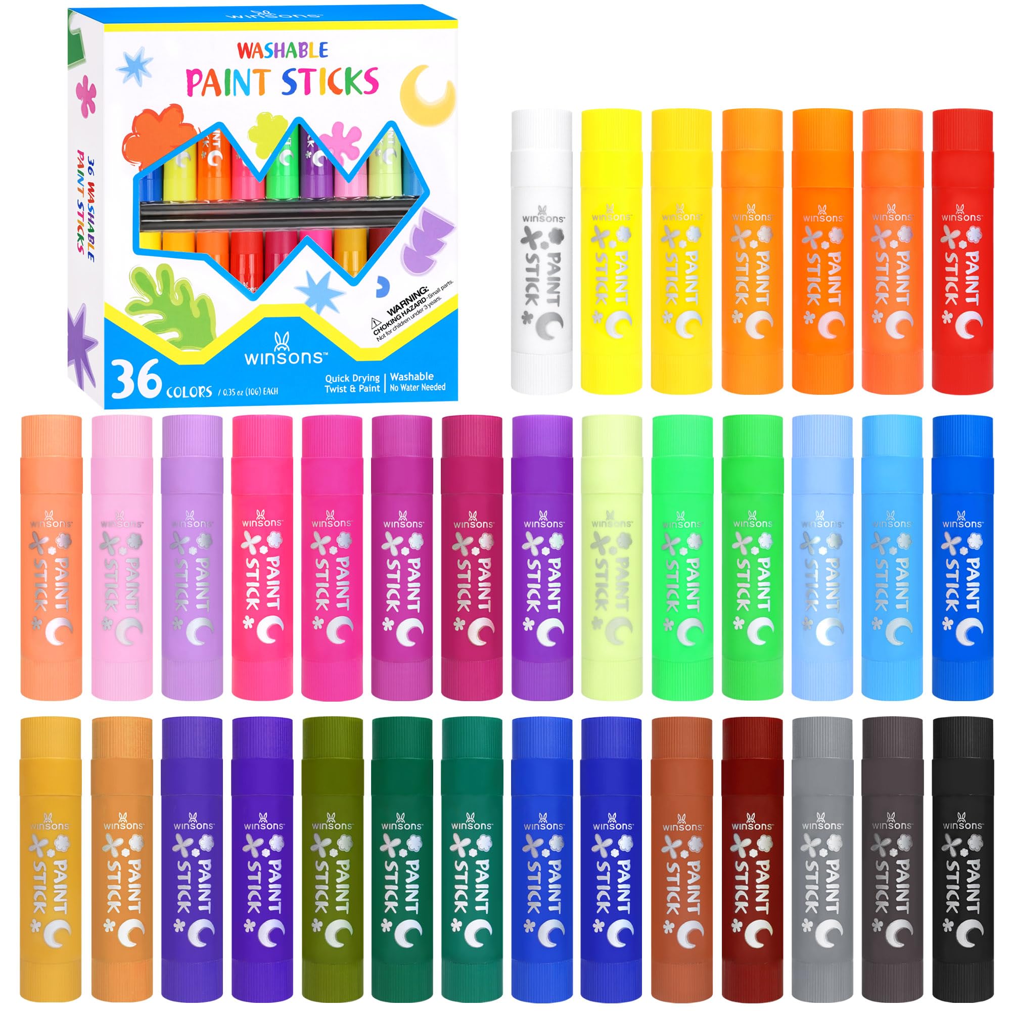 Tempera Paint Sticks,36 Vibrant Colors Washable Paint Sticks For Kids ...