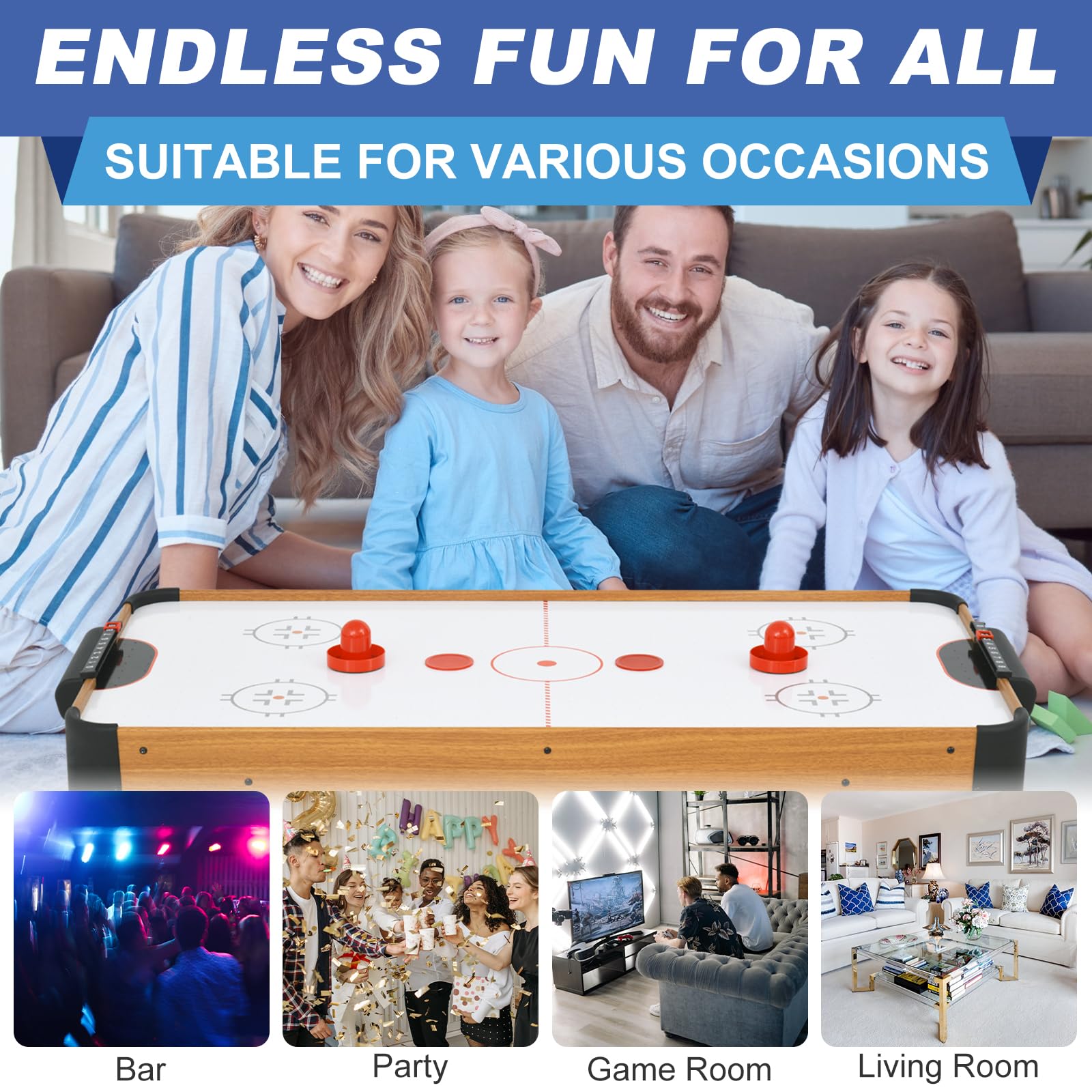 40in Tabletop Air Hockey Table, Portable Arcade Game Table for Kids and ...