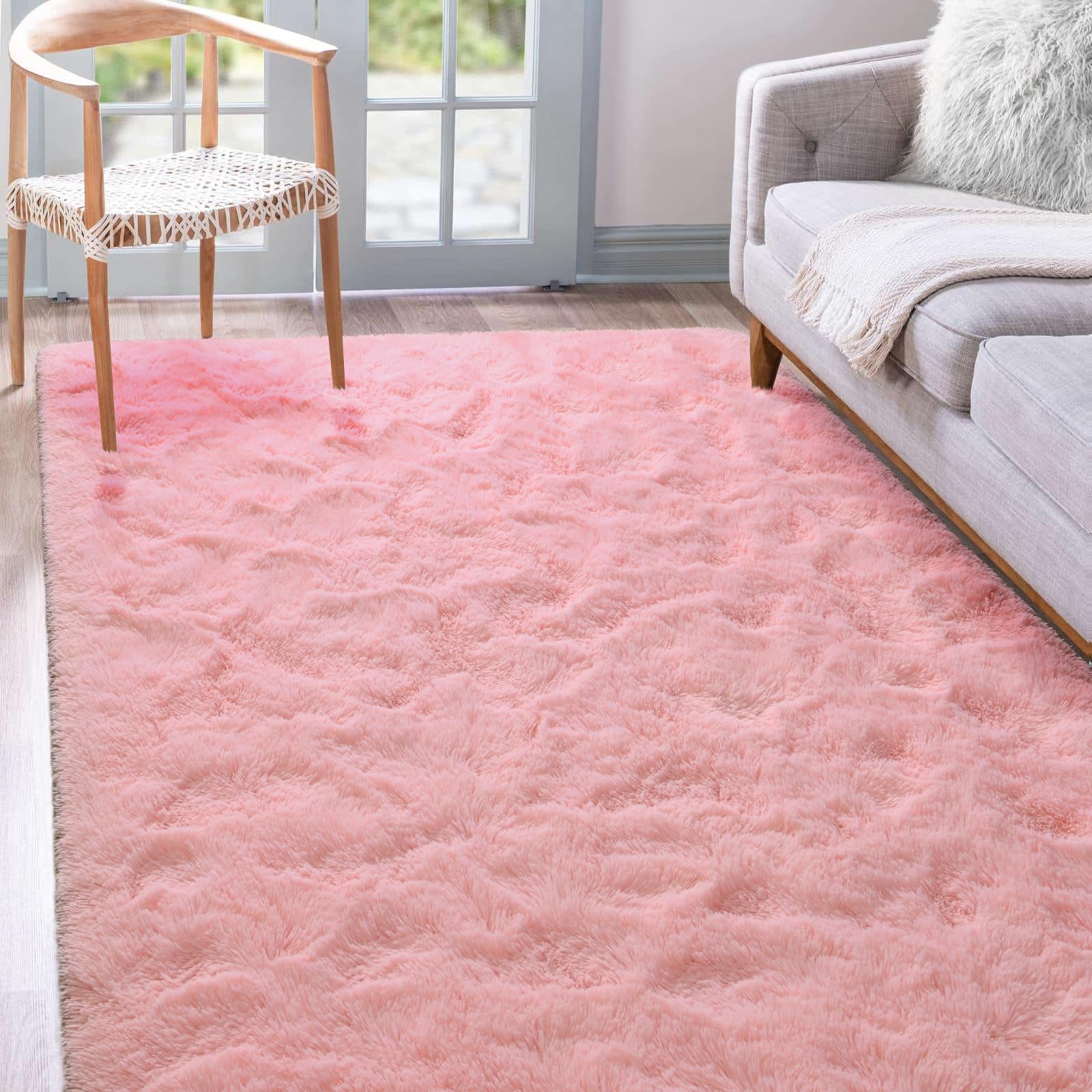 Terrug Fluffy Rugs for Living Room Bedroom, Pink 3x5 Area Rug Washable ...