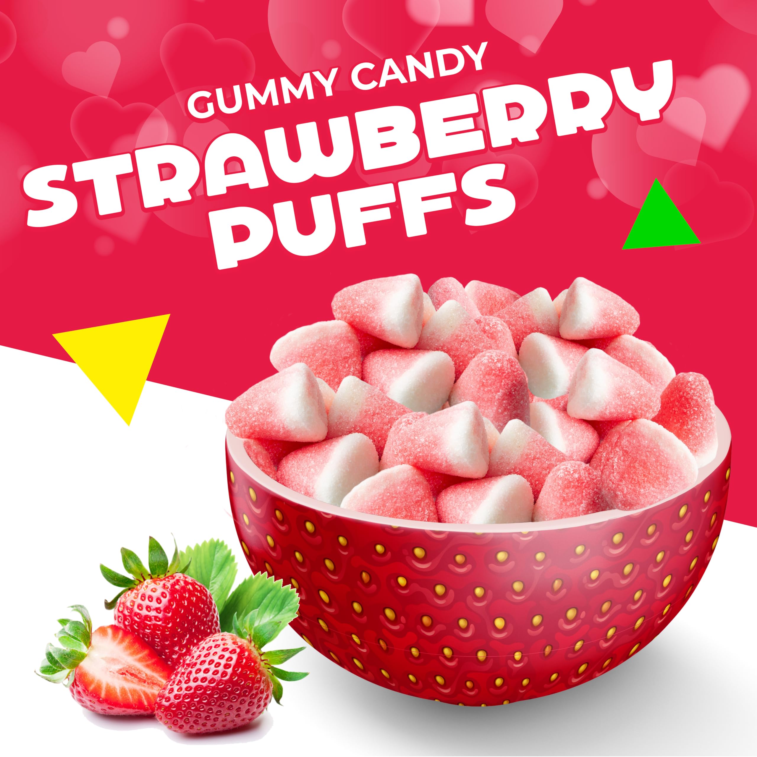 Snapklik.com : Valentines Day Candy - Strawberry Puffs, Pink Gummy Candy
