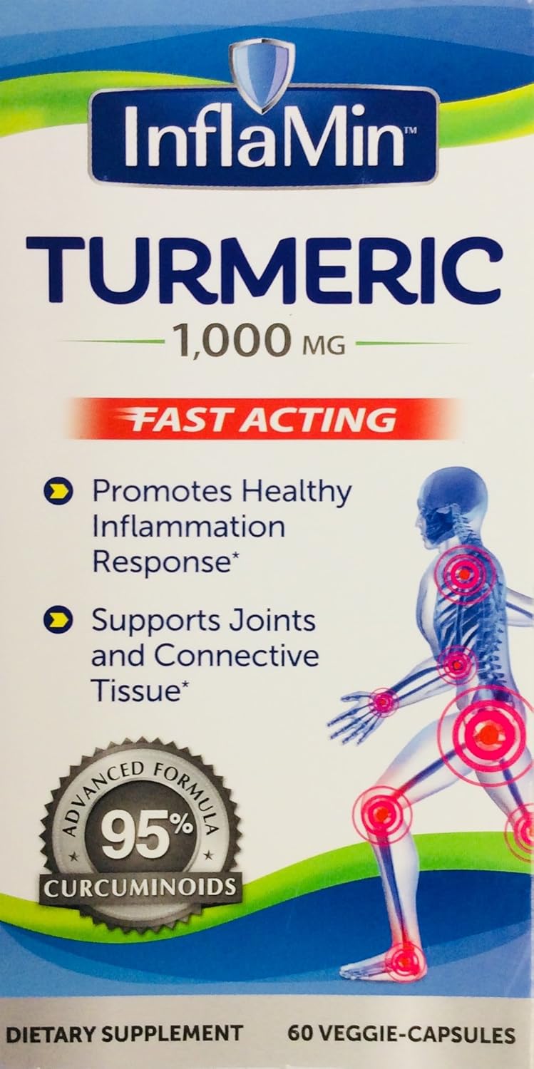 InflaMin Fast Acting Turmeric Dietary Supplement, 1000mg, 60 count ...