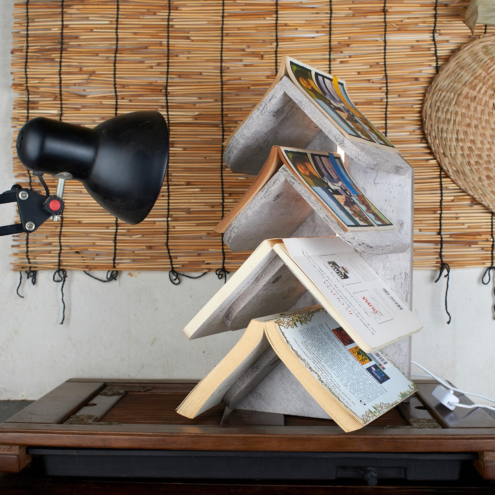 Amazon.com: ZhuoChiMall Wisdom Tree Bookshelf with Lights, Desktop ...