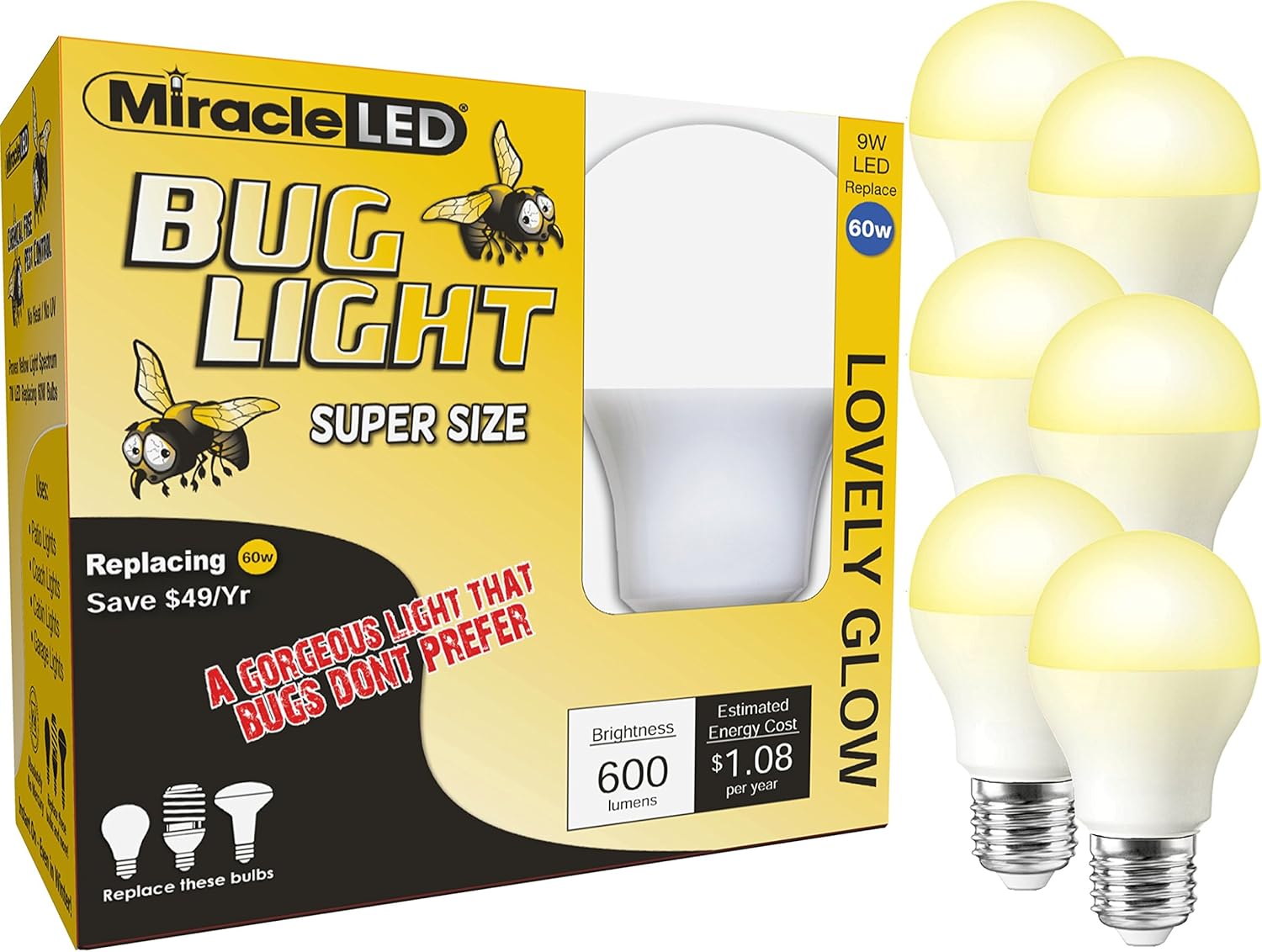 Amazon.com: MiracleLED Miracle LED Lovely Glow Bug Light Bulb : Patio ...