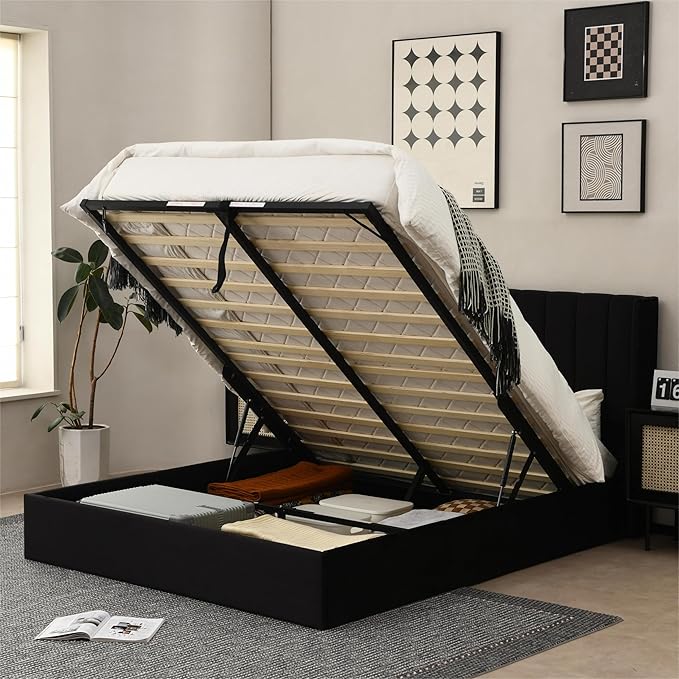 Amazon.com: YUHUASHI Liftable Storage Bed with Hydraulic Support Bars ...