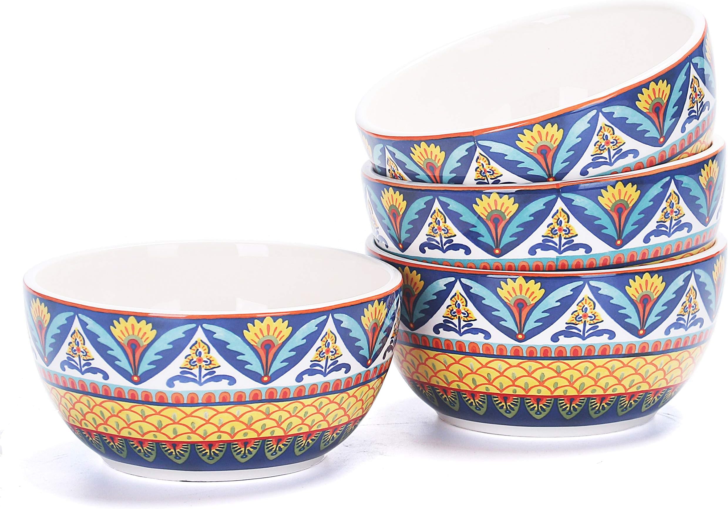 Amazon.com: Bico Holly Jolly Ceramic 35oz Dinner Bowls, Set of 4, for ...