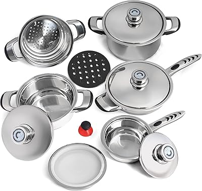 Amazon.com: Maxam 9-Element Waterless Cookware Set, Durable Stainless ...