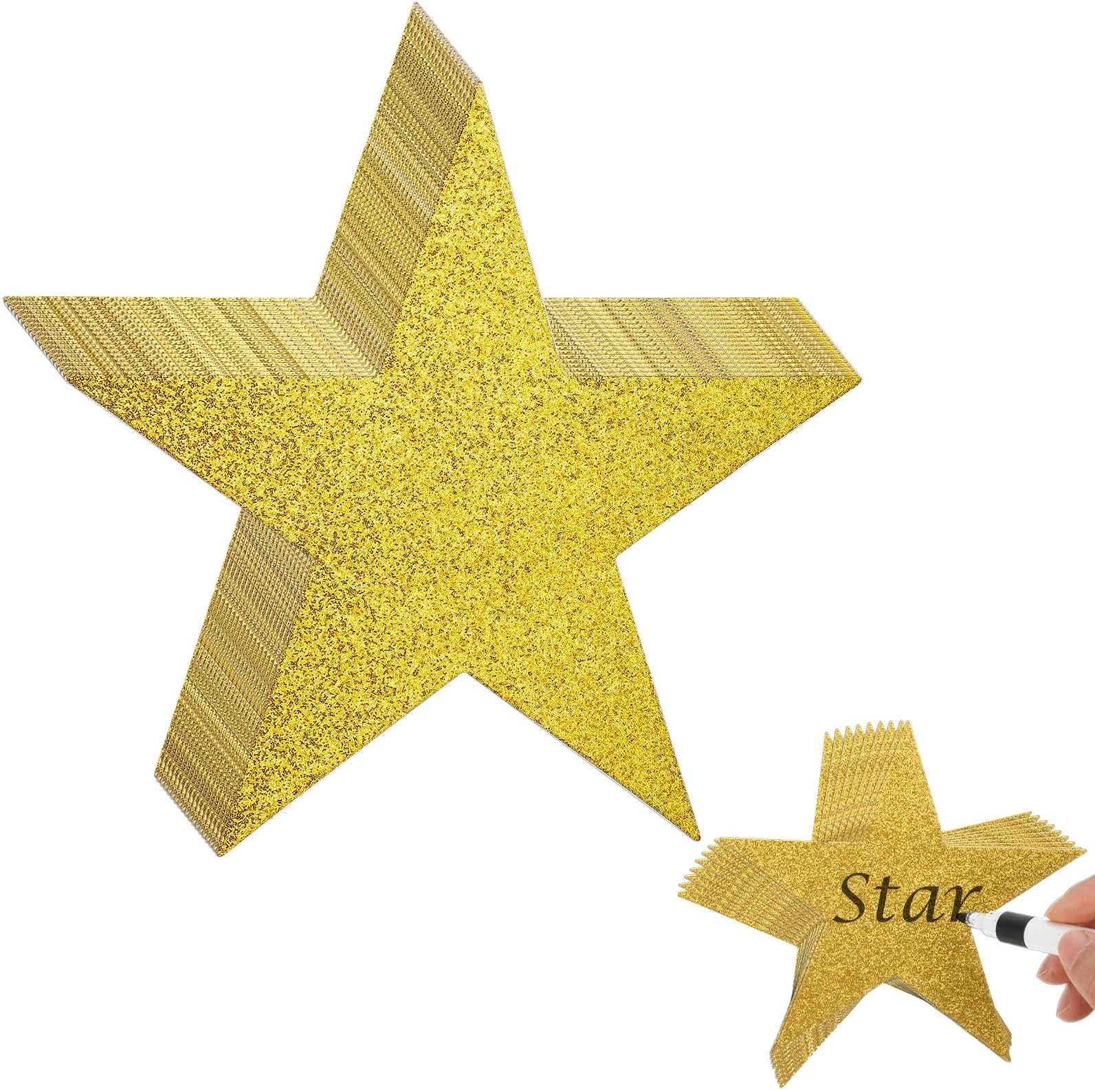 Amazon.com: JUNEBRUSHS Gold Stars Cutouts, 48Pcs Double Sided Glitter ...