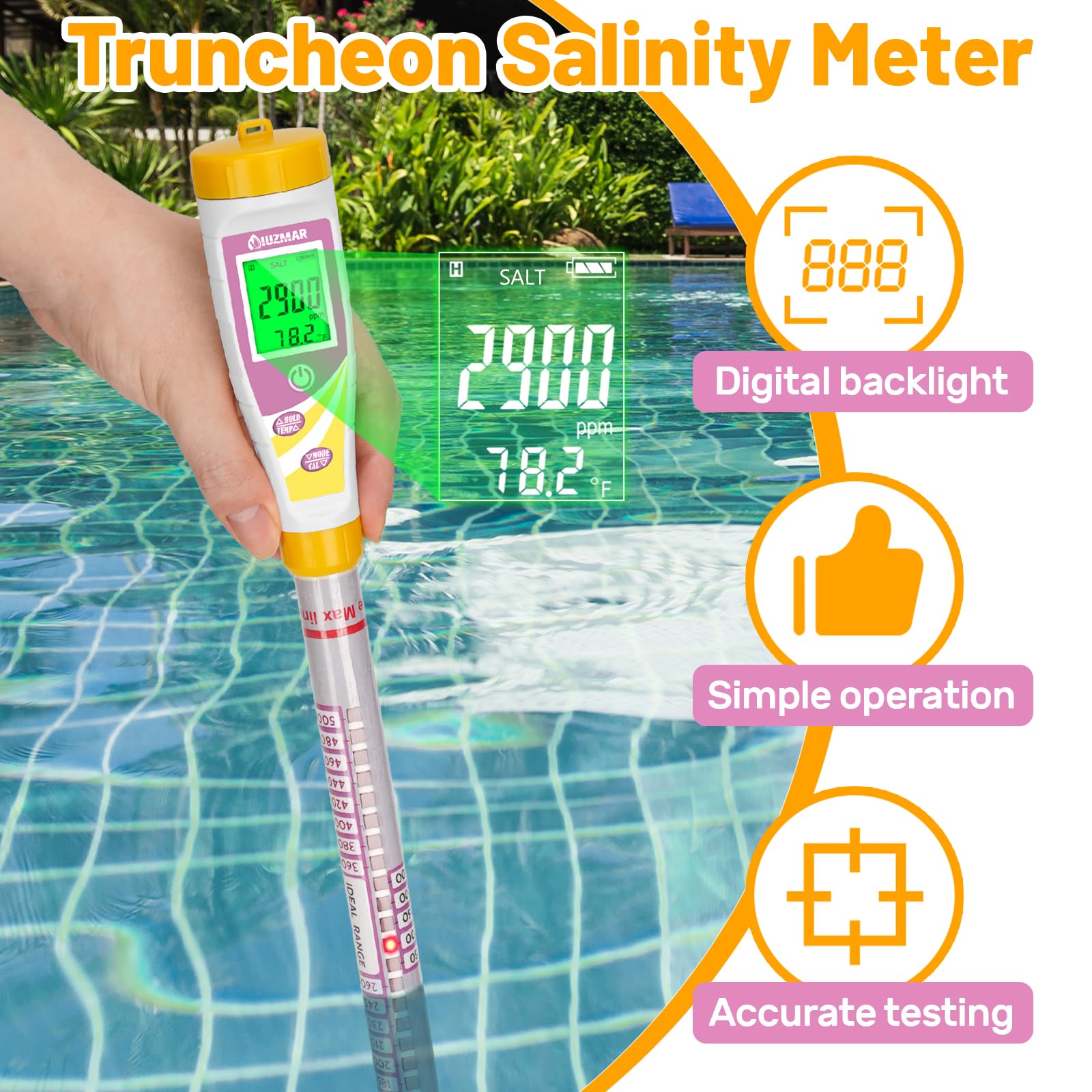 Snapklik.com : Truncheon Salinity Meter Digital Pool Salt Tester For ...