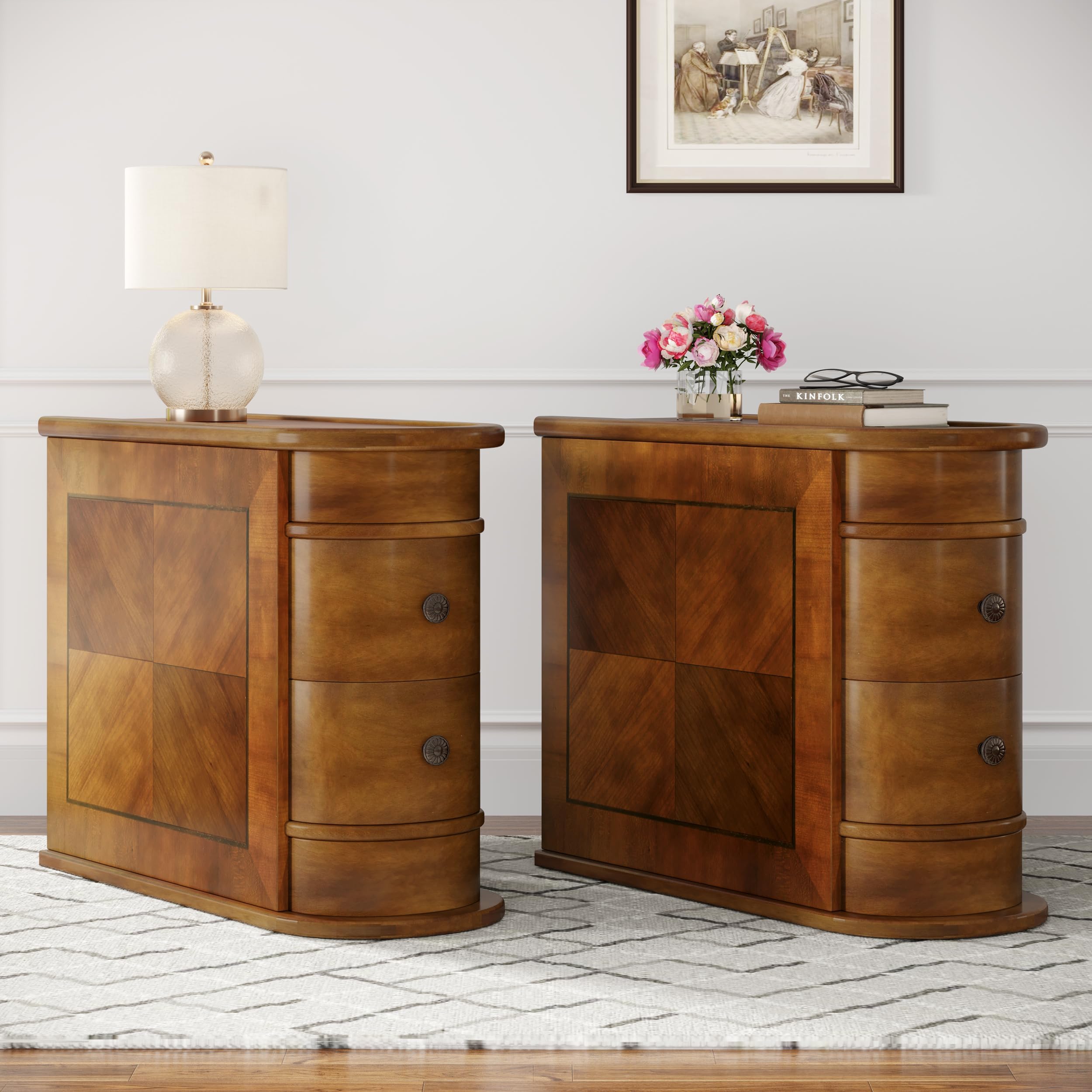 Amazon.com: Multifunctional Classic Vintage End Table with USB Ports ...